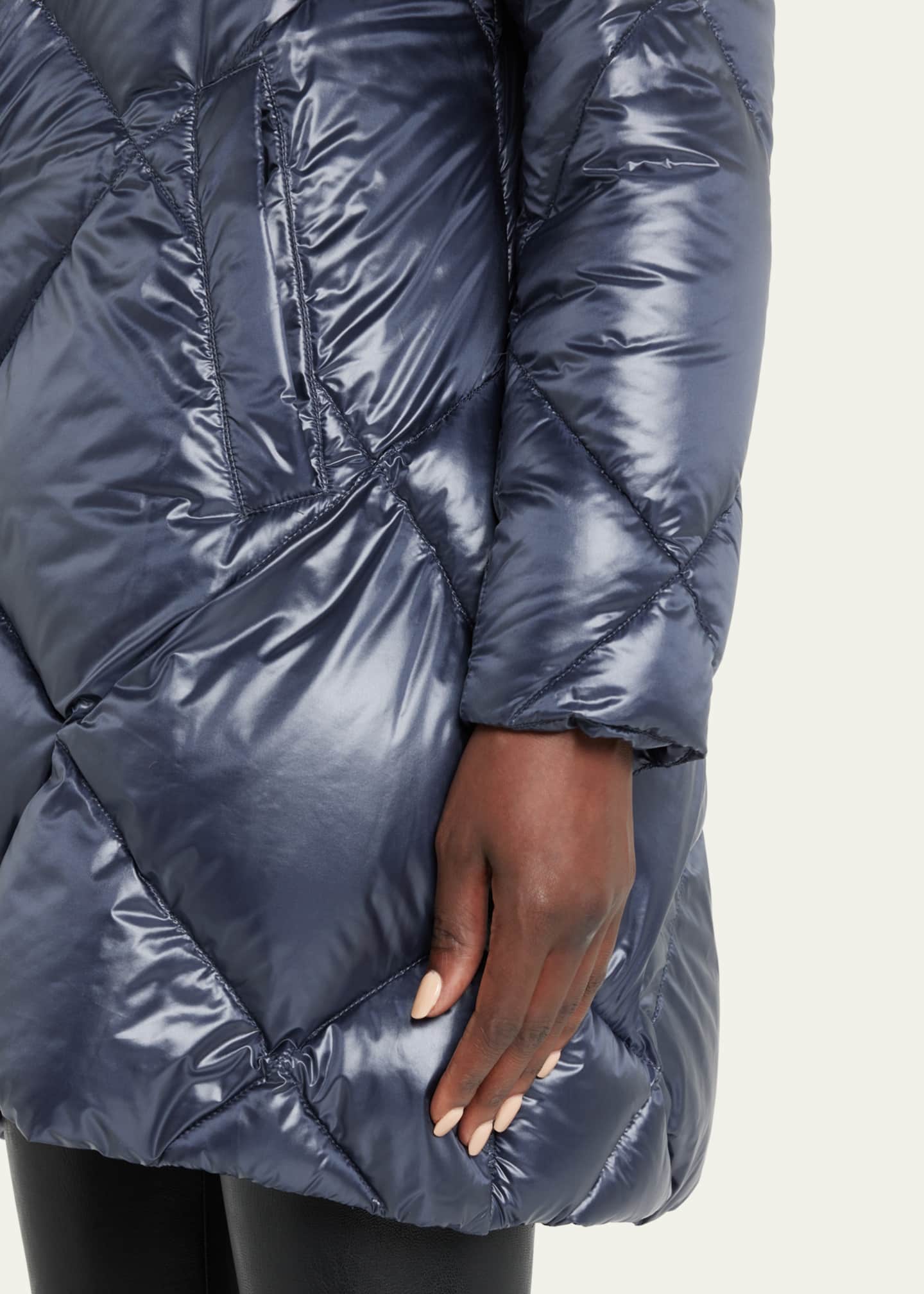 Herno Diamond-Stitch Woven Half Puffer Coat - Bergdorf Goodman