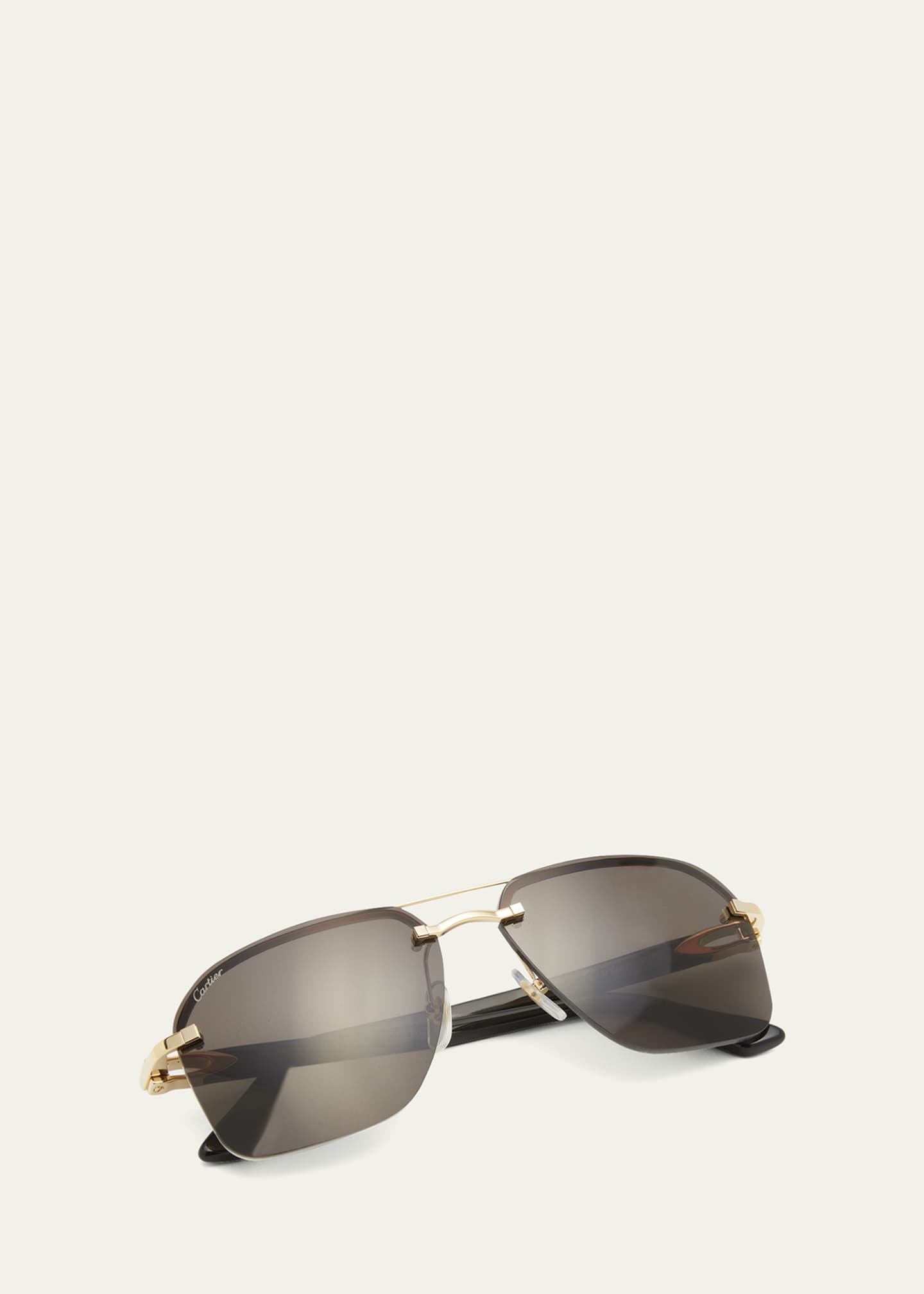 Cartier Men's Rimless Double-Bridge Aviator Sunglasses - Bergdorf Goodman