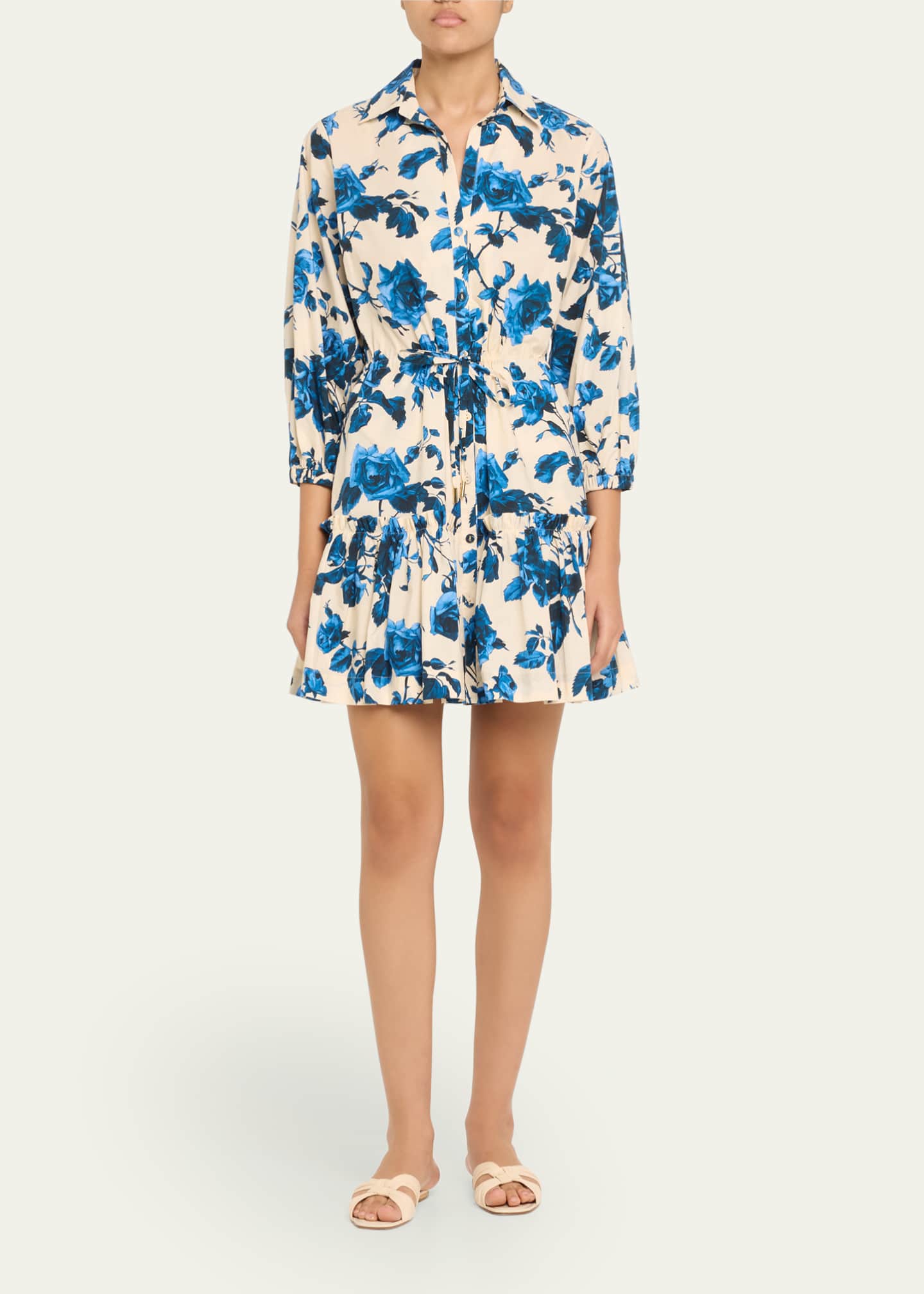 Cara Cara Robin Puff-Sleeve Floral Poplin Mini Dress - Bergdorf Goodman