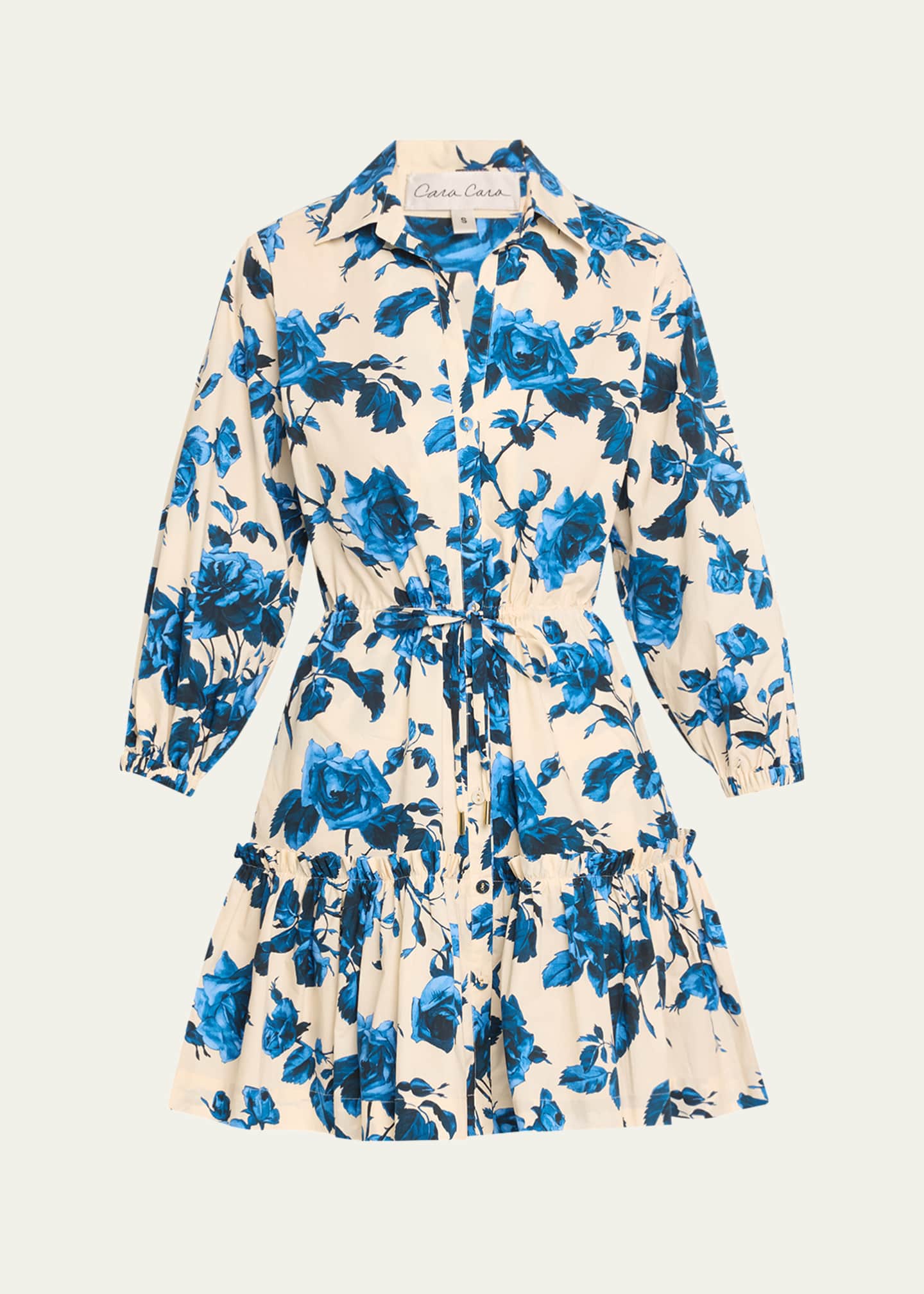 Cara Cara Robin Puff-Sleeve Floral Poplin Mini Dress - Bergdorf Goodman