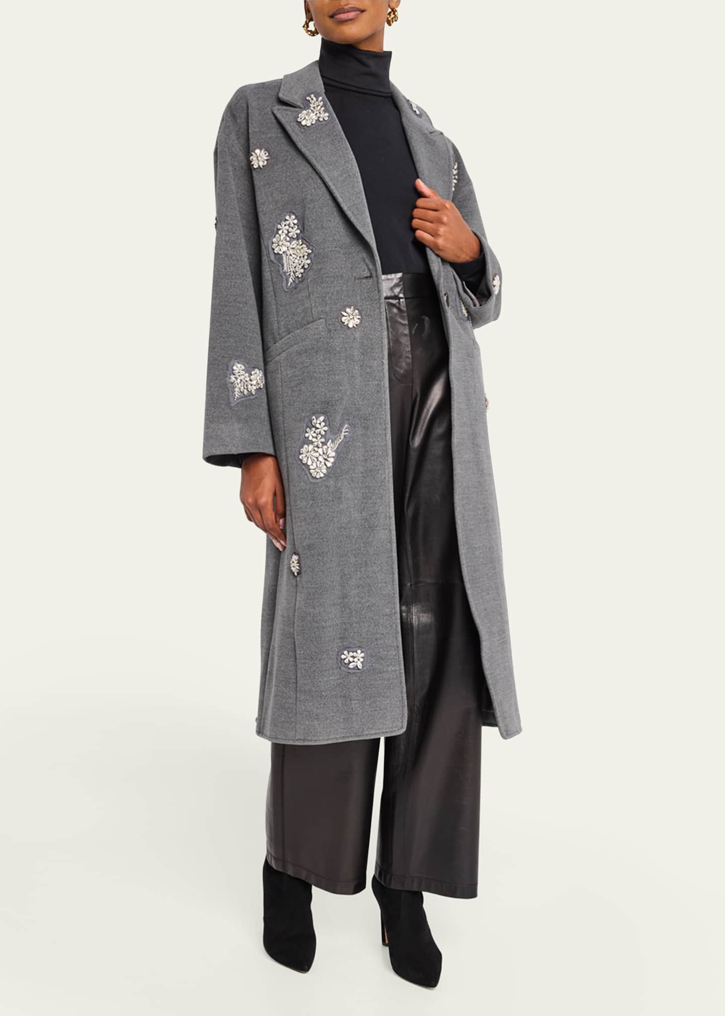 Cinq a Sept Gravis Crystal Ivy Mid-Length Coat - Bergdorf Goodman
