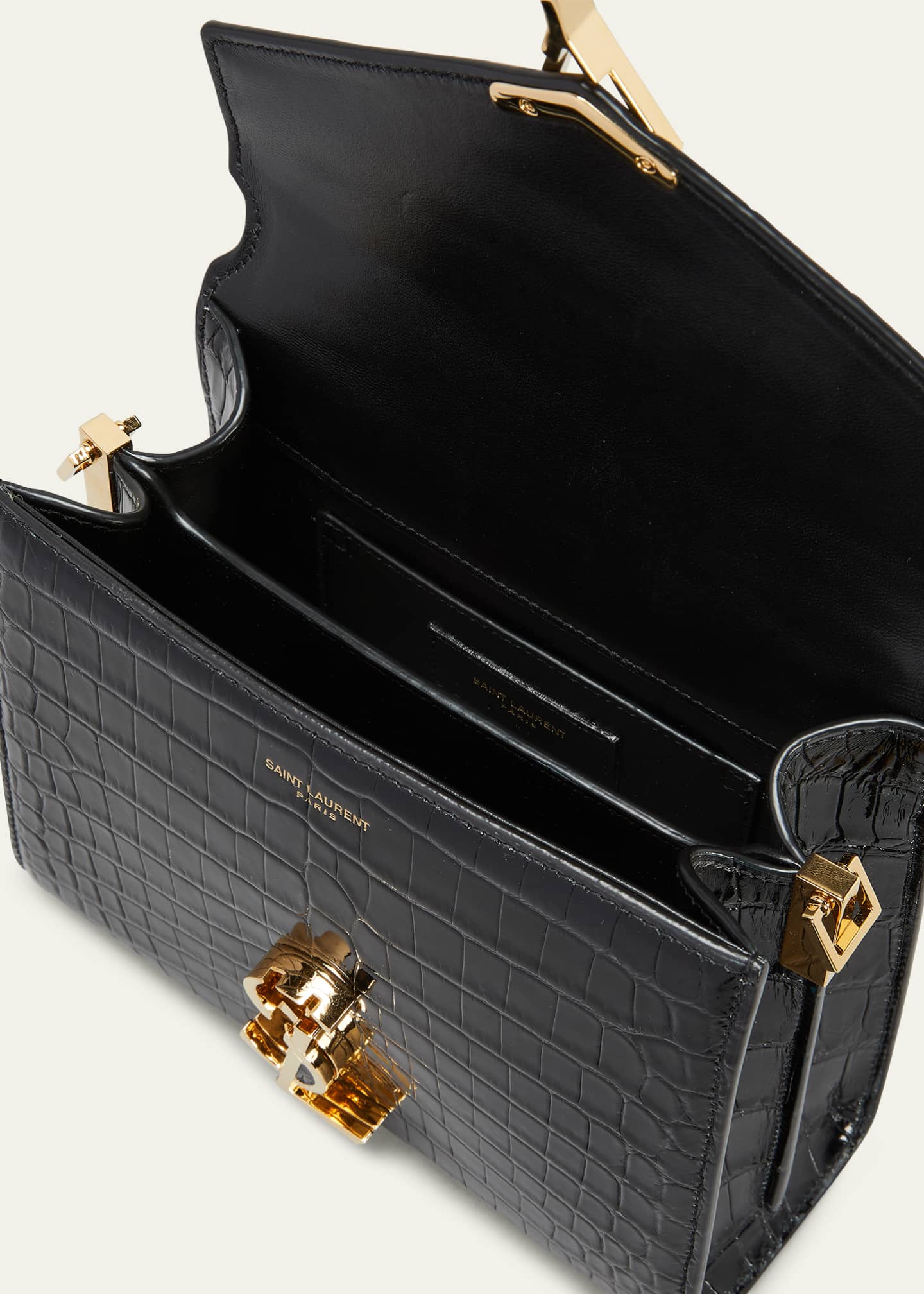 Saint Laurent Cassandra Mini YSL Alligator Top-Handle Bag - Bergdorf ...
