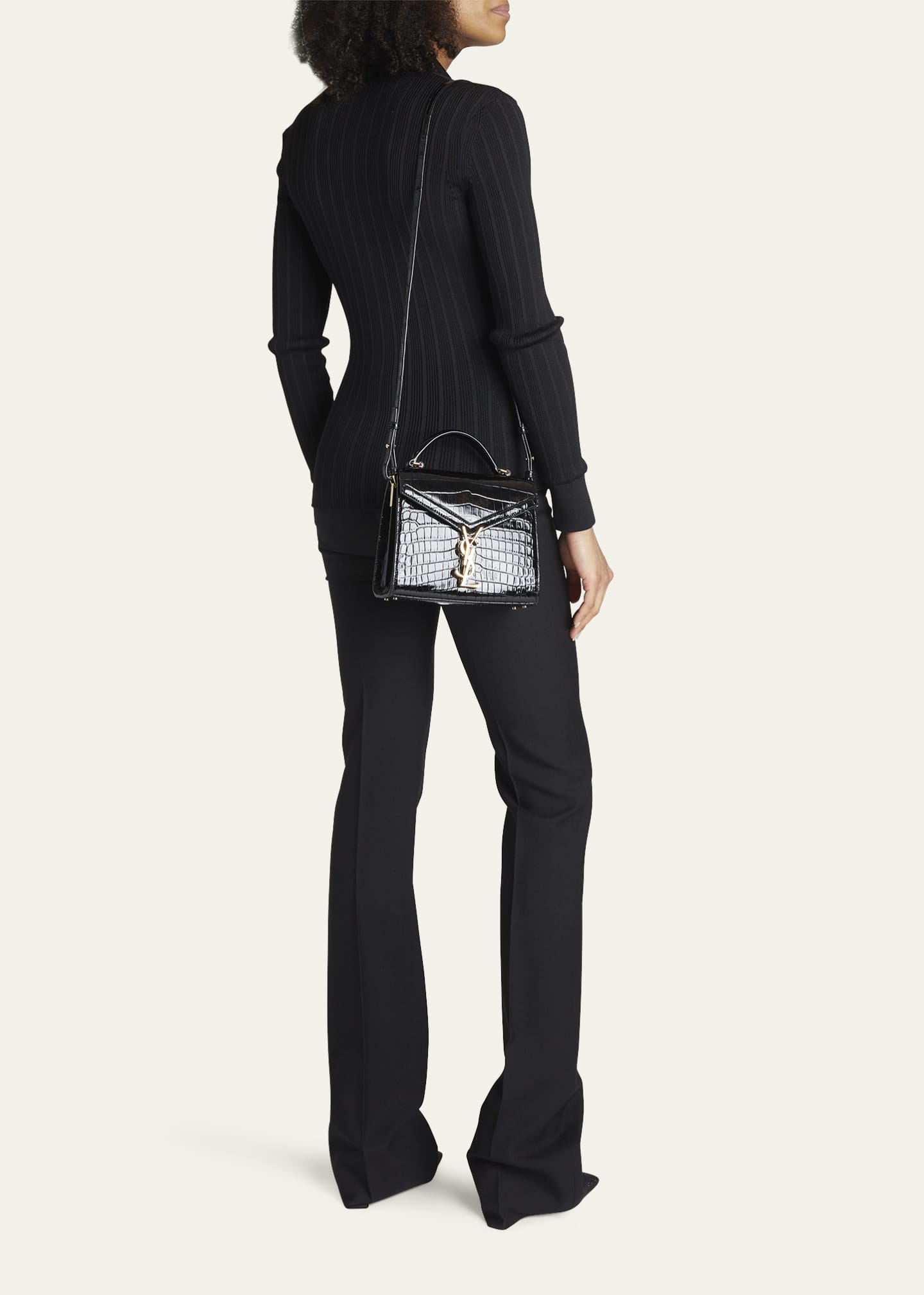 Saint Laurent Cassandra Mini YSL Alligator Top-Handle Bag - Bergdorf ...