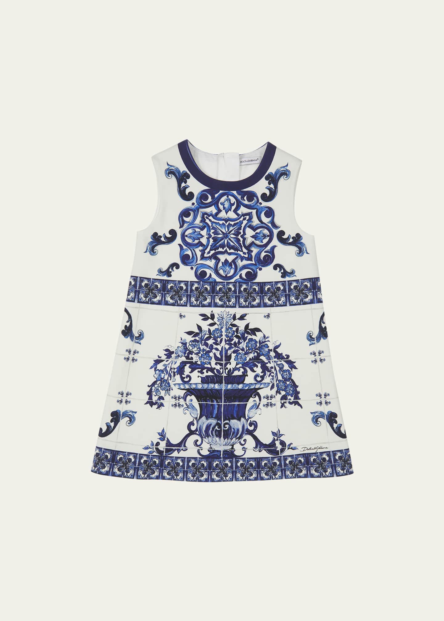 Dolce&Gabbana Junior Girl's Mediterraneo Majolica Jersey A-Line Dress ...