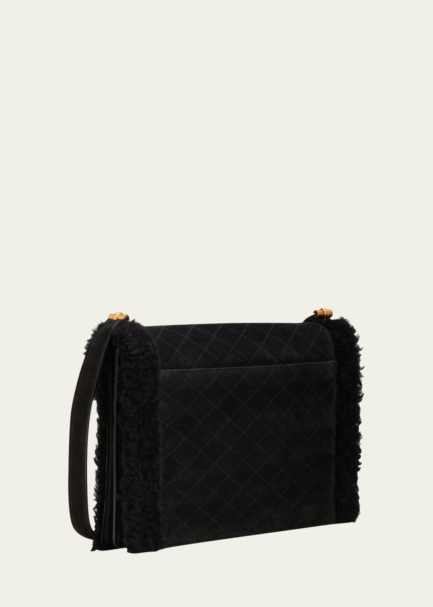 Saint Laurent Gaby Medium YSL Shearling Shoulder Bag - Bergdorf Goodman