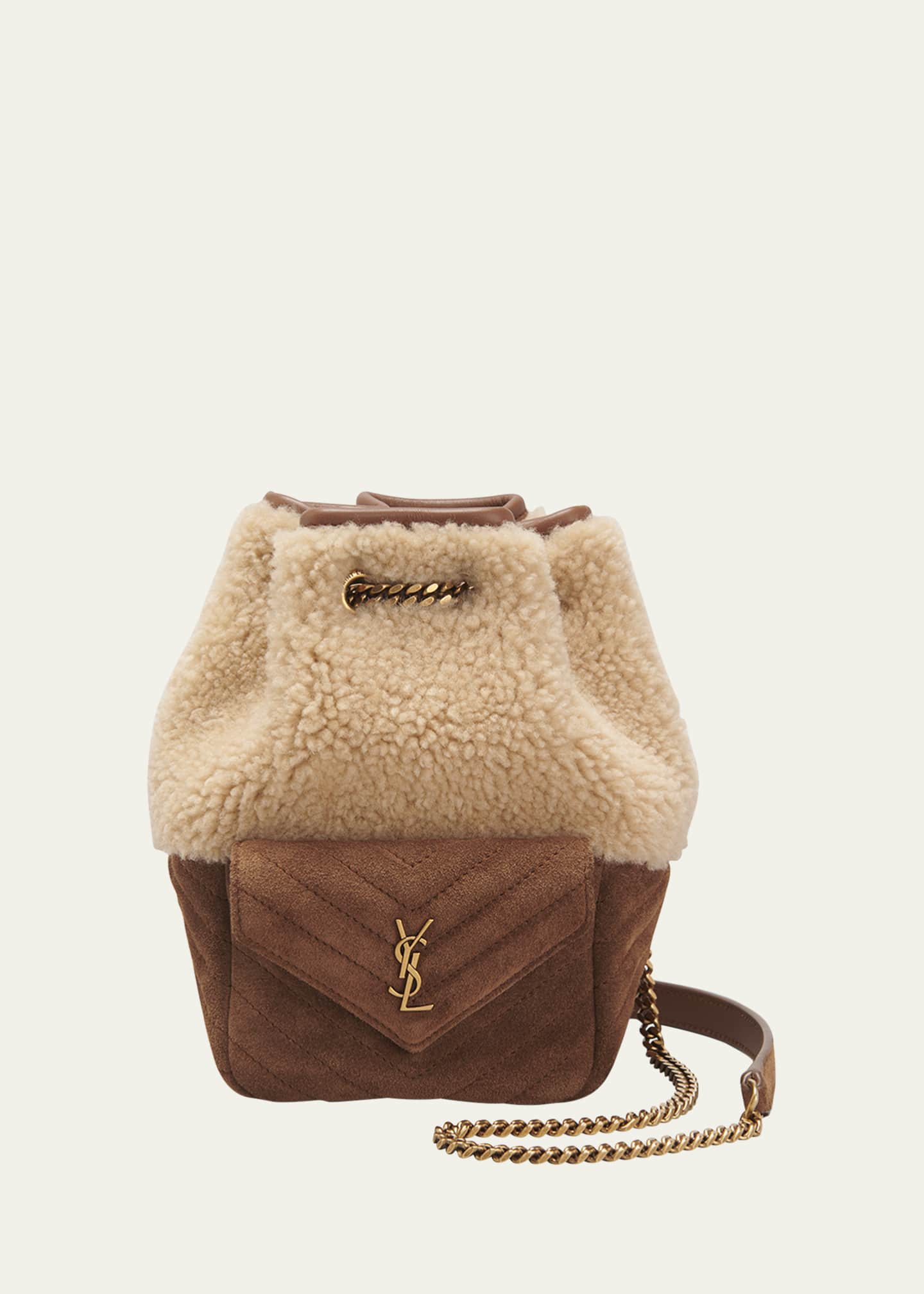 Saint Laurent Joe Mini YSL Shearling Bucket Bag - Bergdorf Goodman