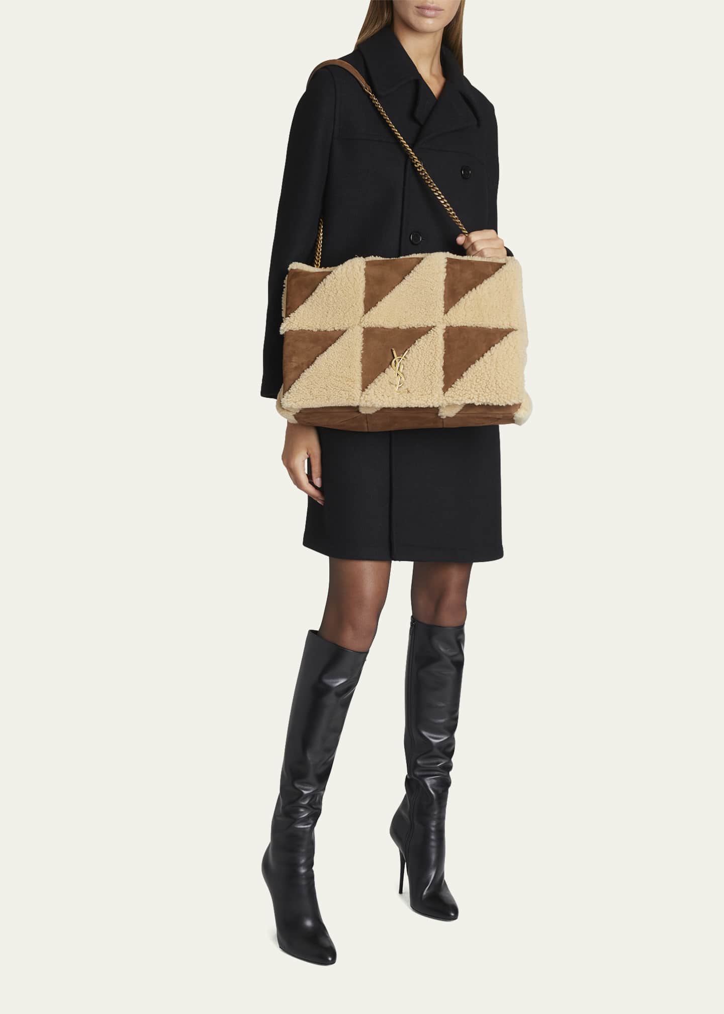 Saint Laurent Jamie YSL Shearling Chain Shoulder Bag - Bergdorf Goodman