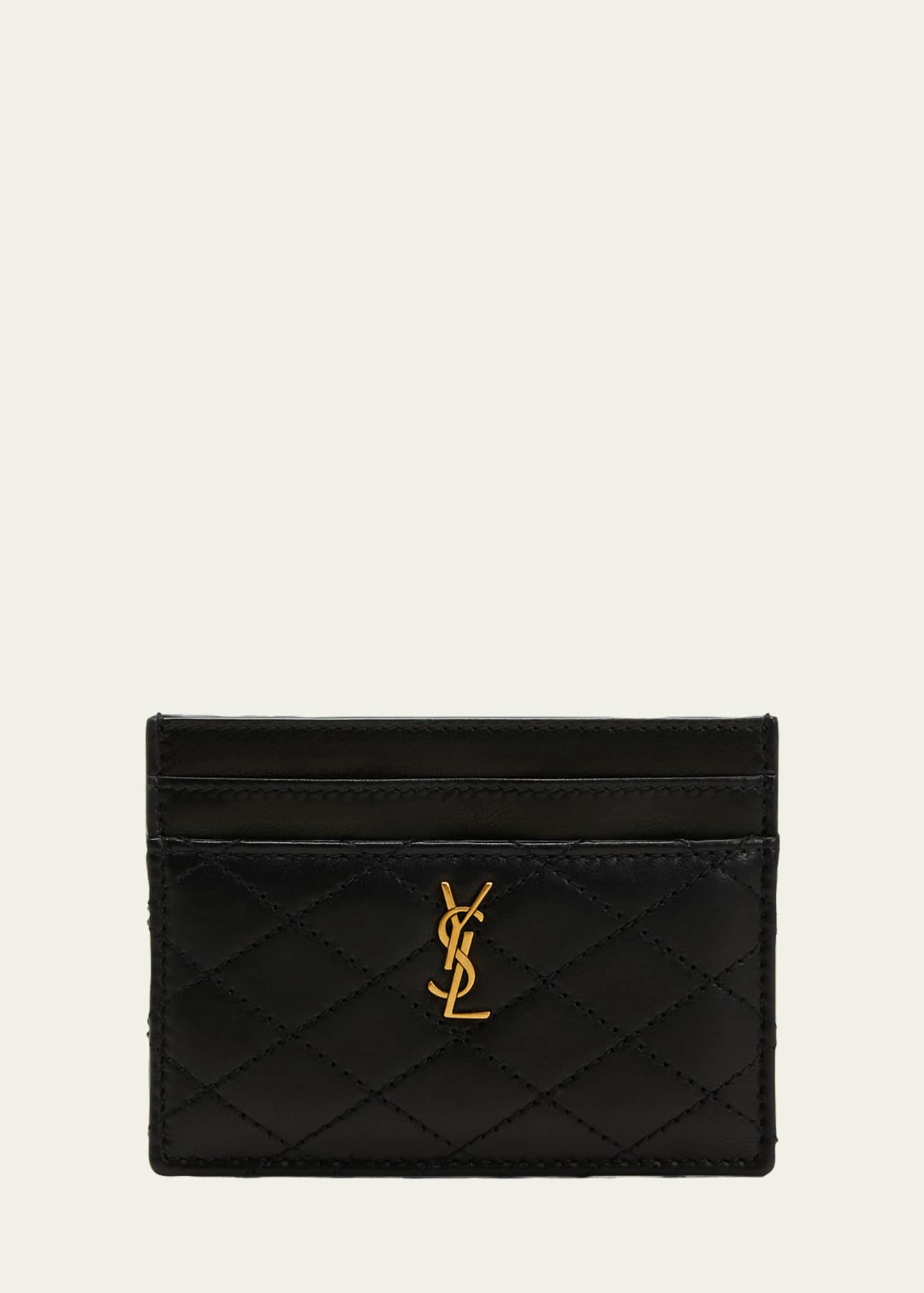 Saint Laurent Gaby YSL Card Case in Quilted Leather - Bergdorf Goodman
