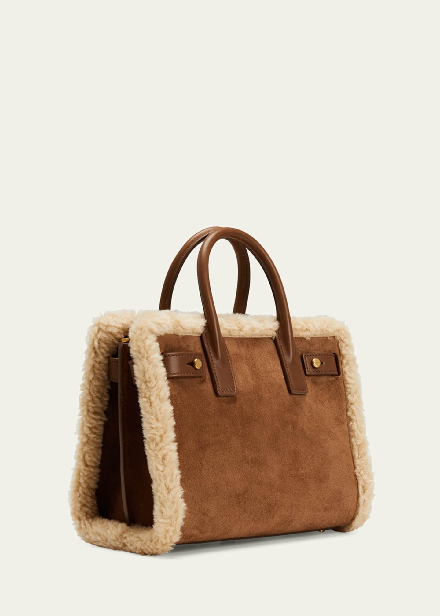 Saint Laurent Sac de Jour Nano Suede & Shearling Tote Bag - Bergdorf ...