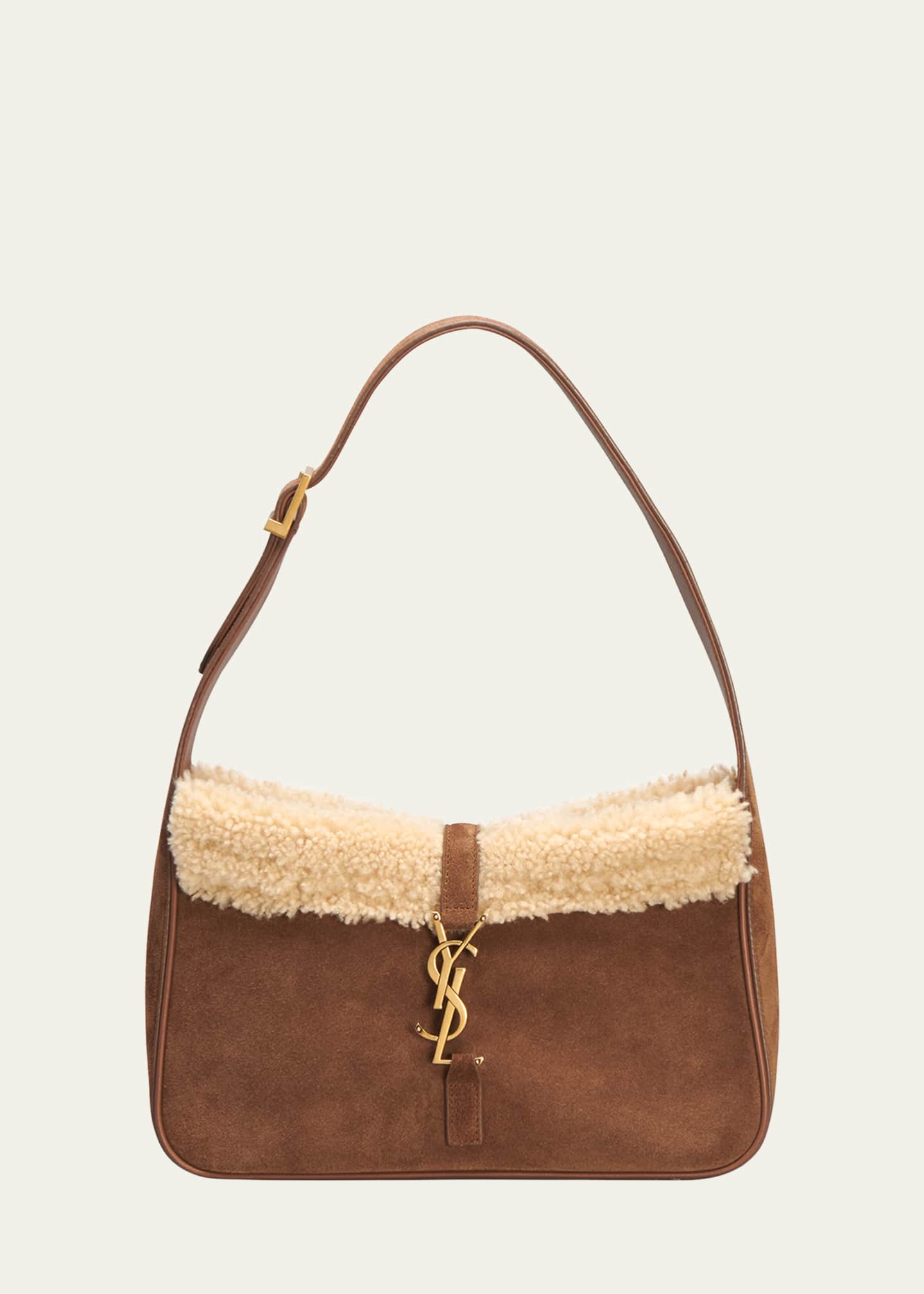 Saint Laurent Le 5 A 7 YSL Shearling Suede Shoulder Bag - Bergdorf Goodman