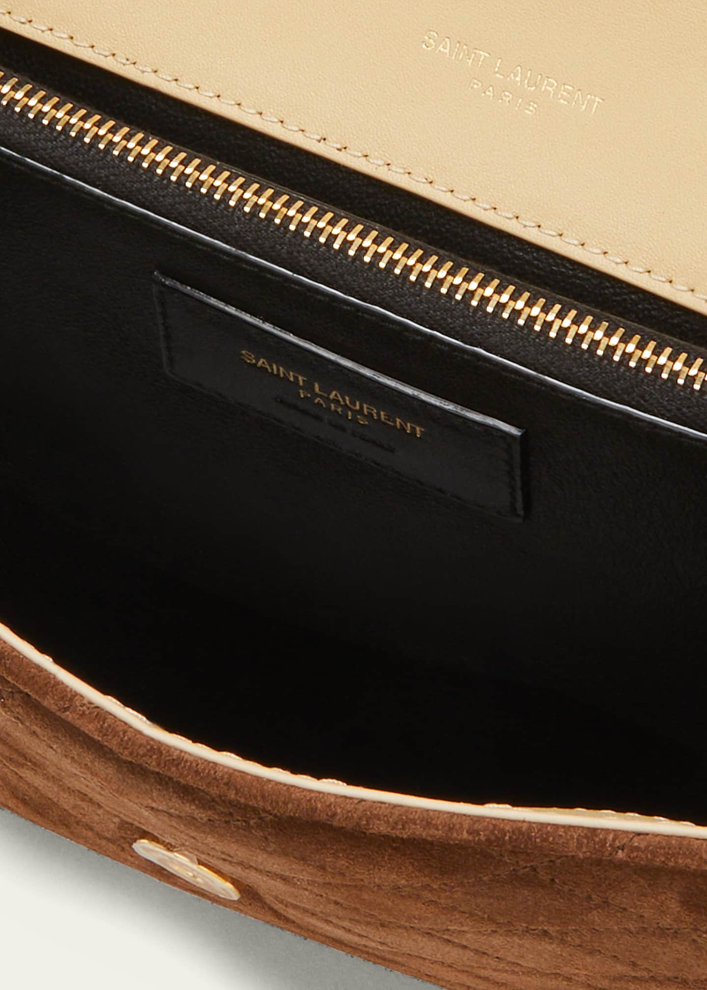 Saint Laurent Gaby Mini YSL Envelope Flap Shearling Shoulder Bag ...