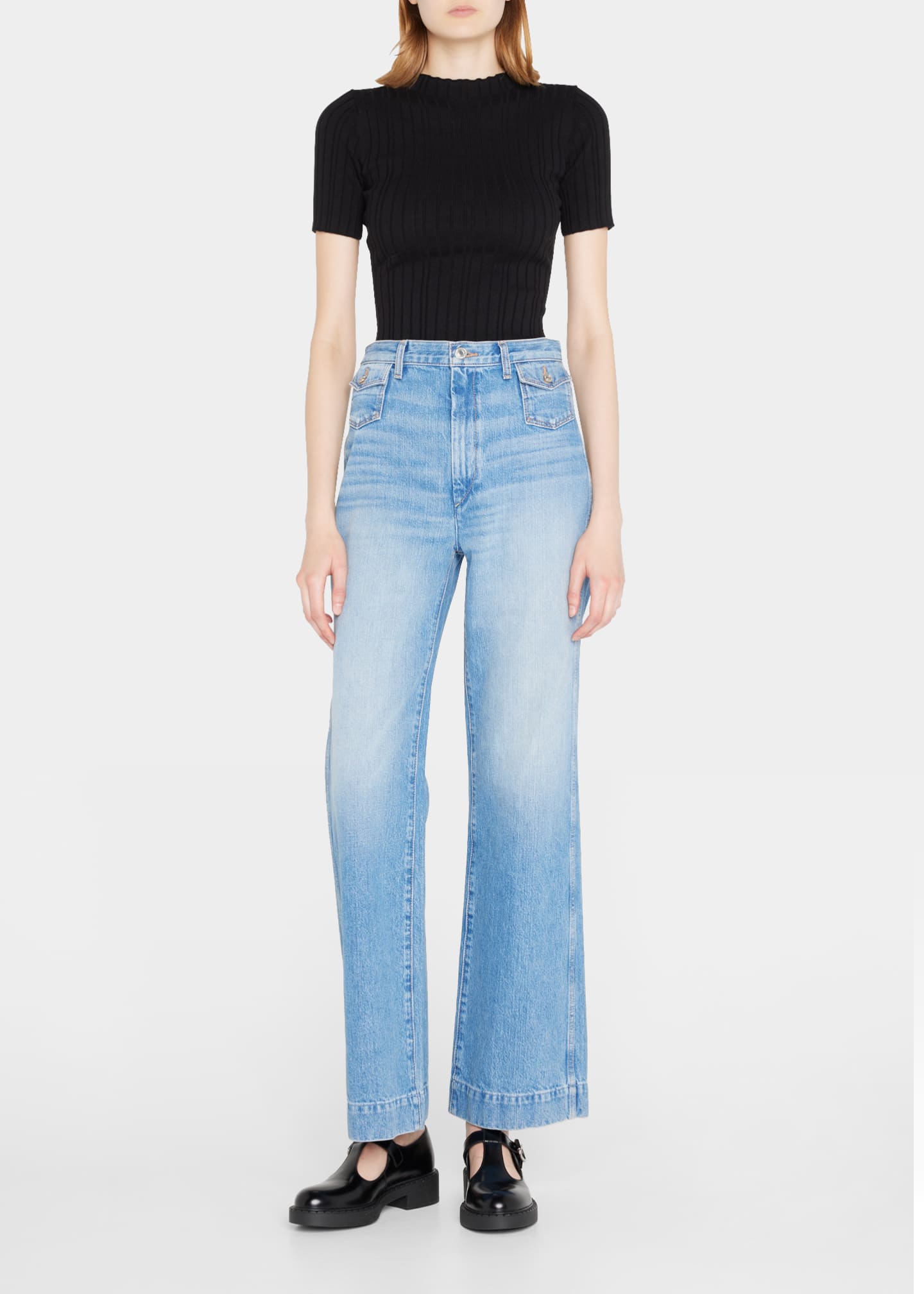 RE/DONE 70s Pocket Wide-Leg Faded Jeans - Bergdorf Goodman
