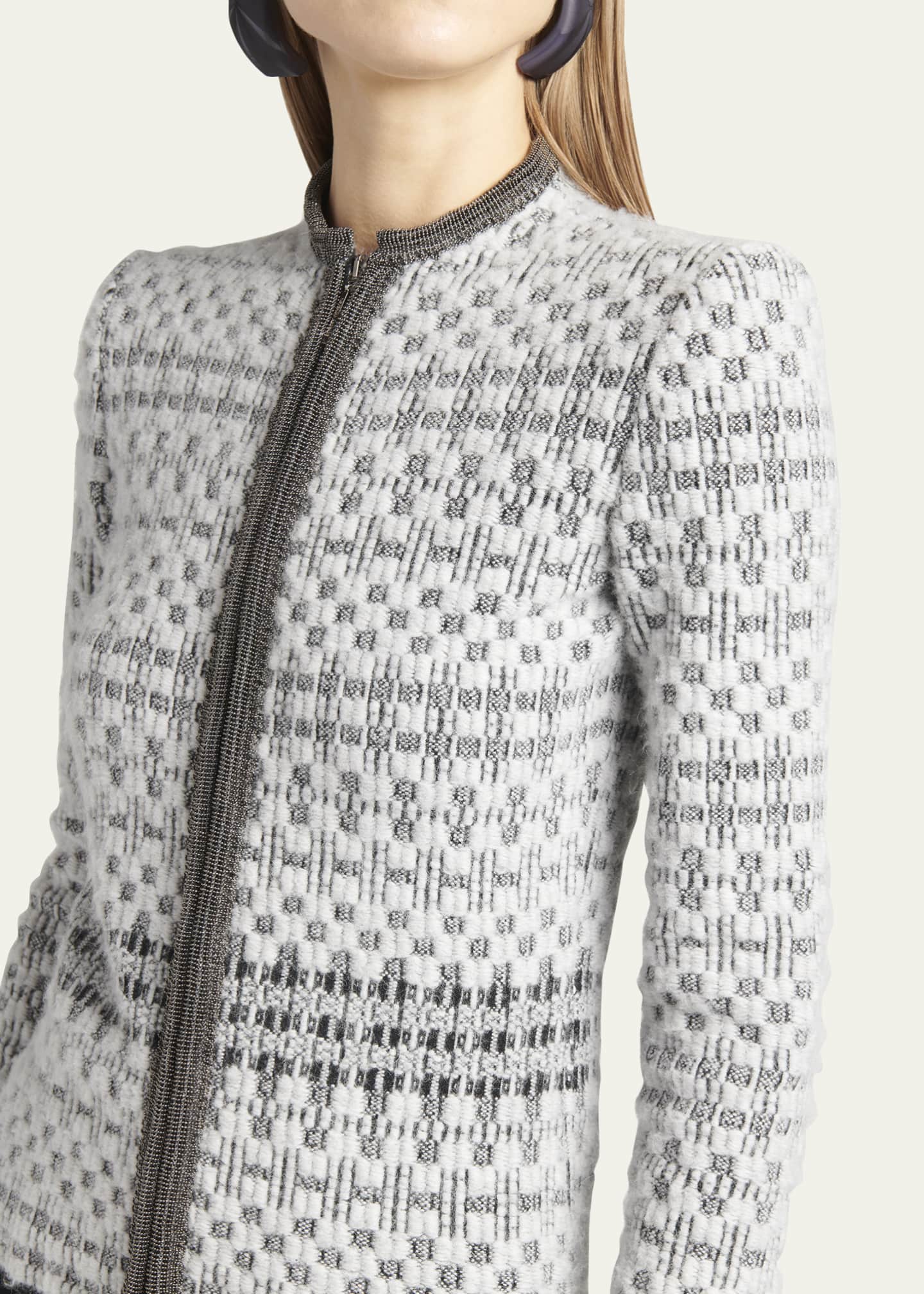 Giorgio Armani Metallic Knit Jacquard Zip Jacket - Bergdorf Goodman