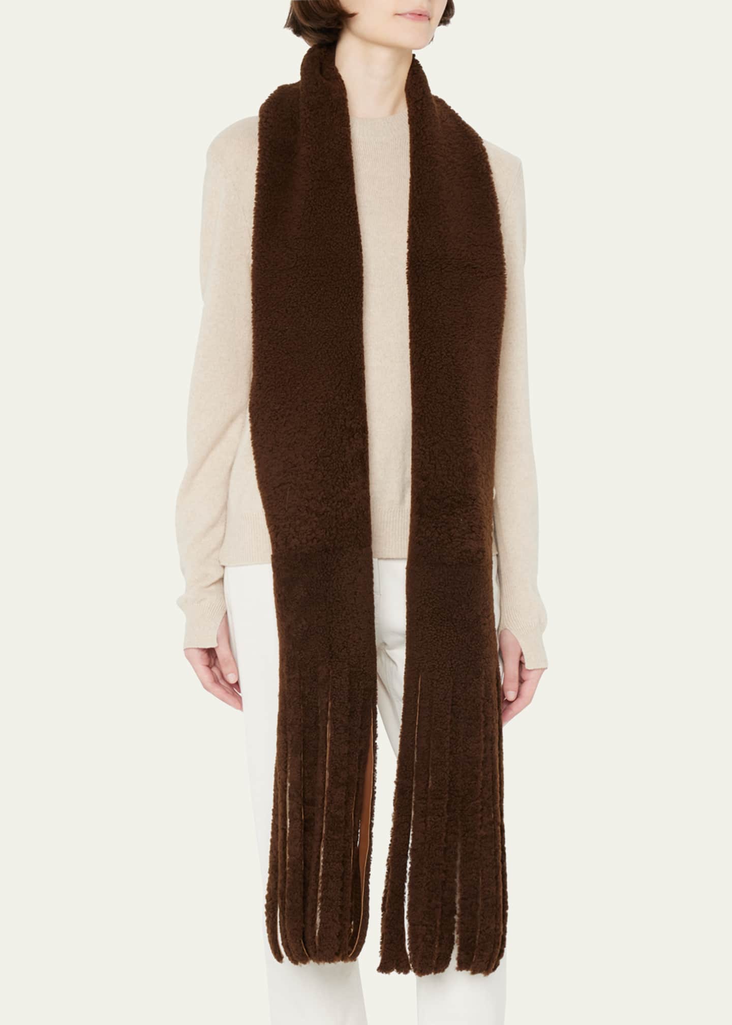 Gushlow and Cole Fringed Curly Merino Shearling Scarf - Bergdorf Goodman