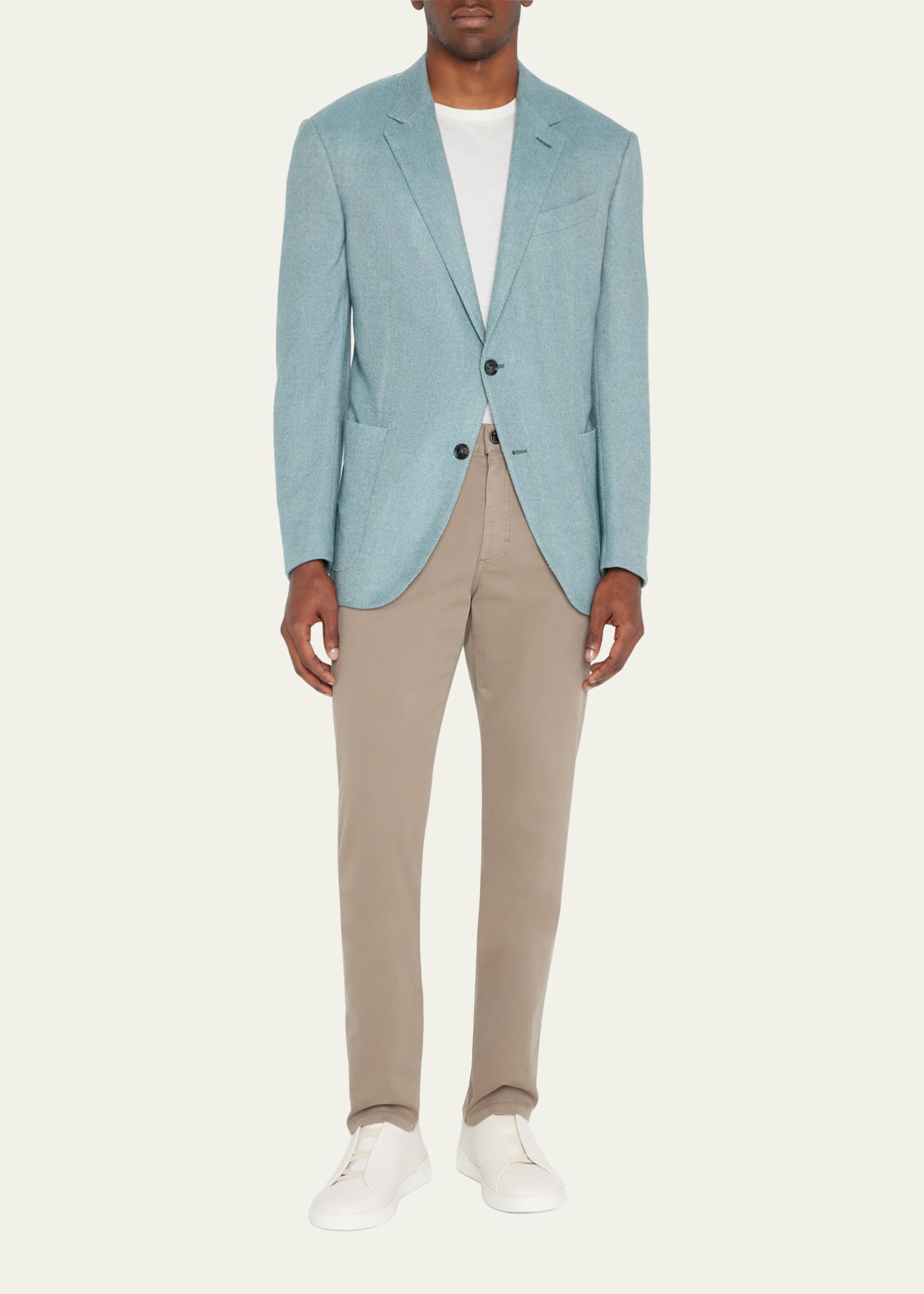 ZEGNA Men's Herringbone Silk-Cashmere Sport Jacket - Bergdorf Goodman