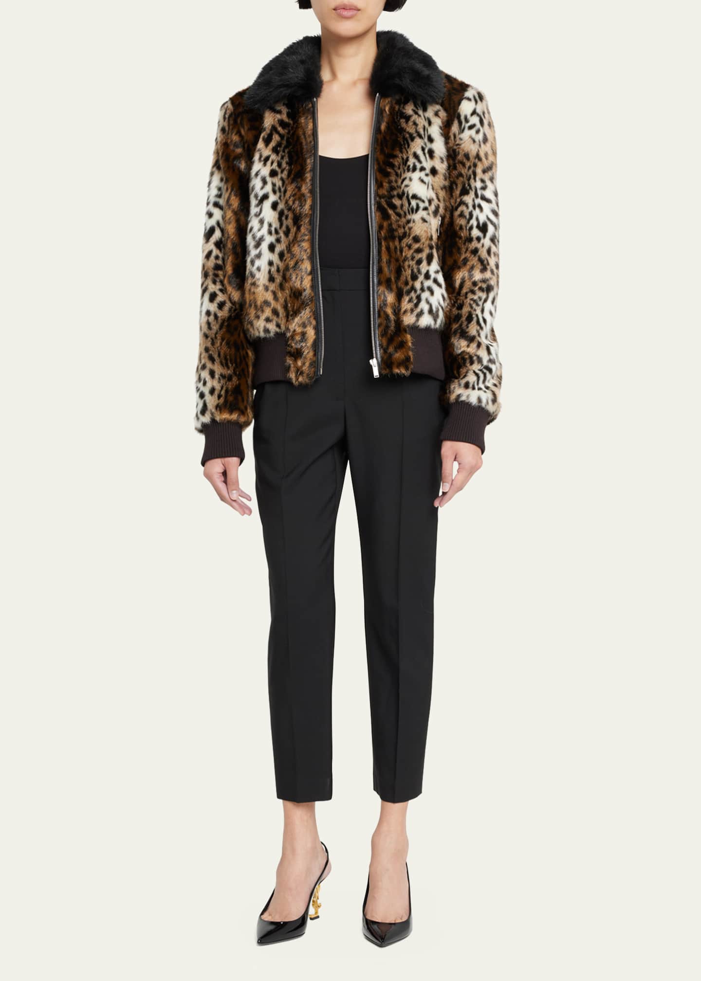 Saint Laurent Cheetah Faux Fur Varsity Jacket - Bergdorf Goodman