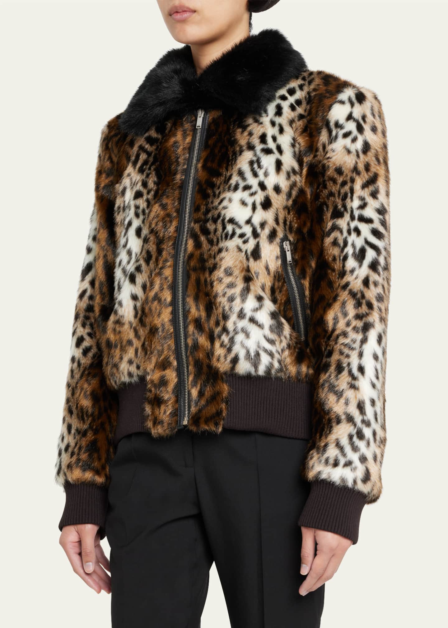 Saint Laurent Cheetah Faux Fur Varsity Jacket - Bergdorf Goodman