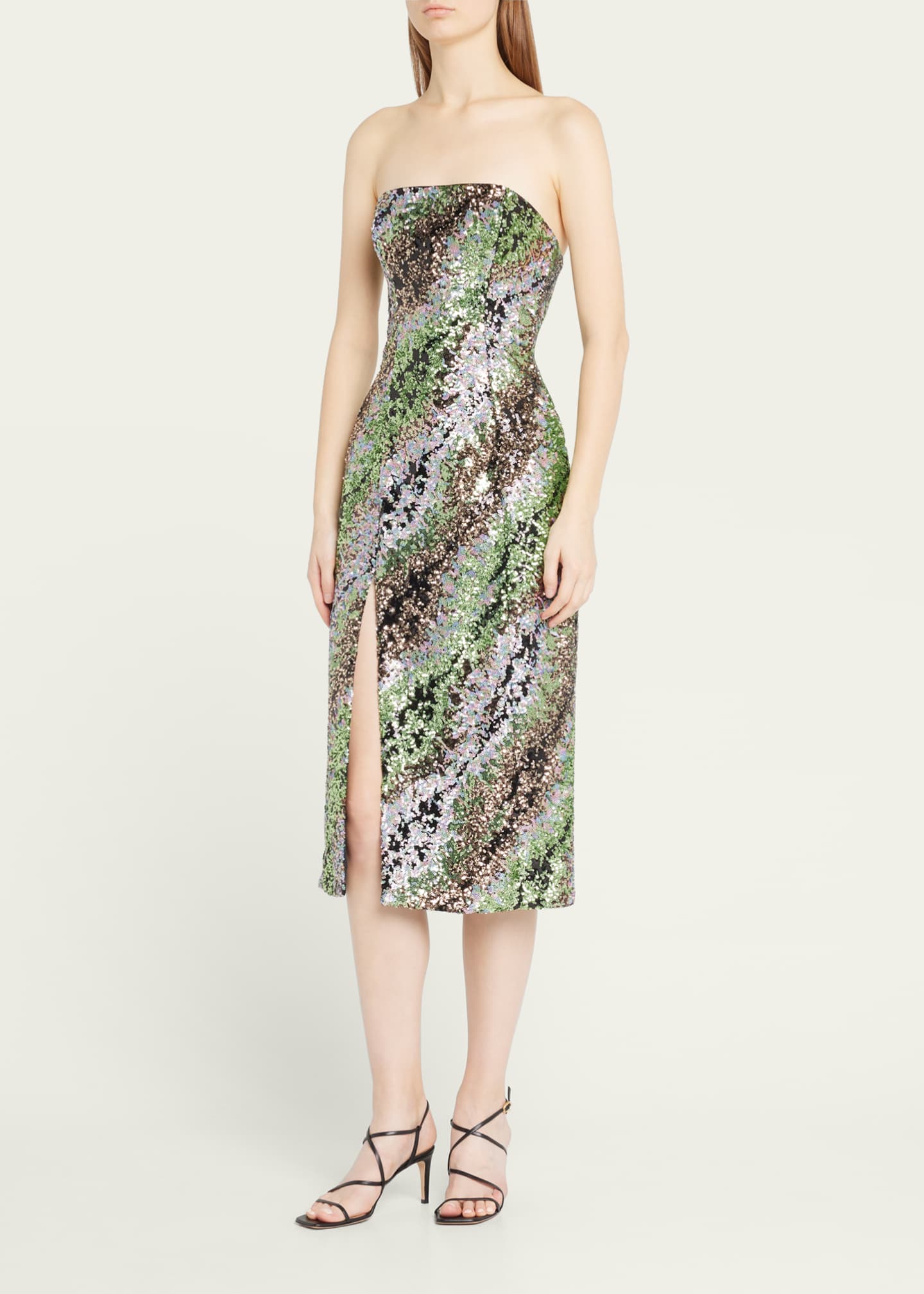 Halpern Sequined Bustier Strapless Midi Dress - Bergdorf Goodman