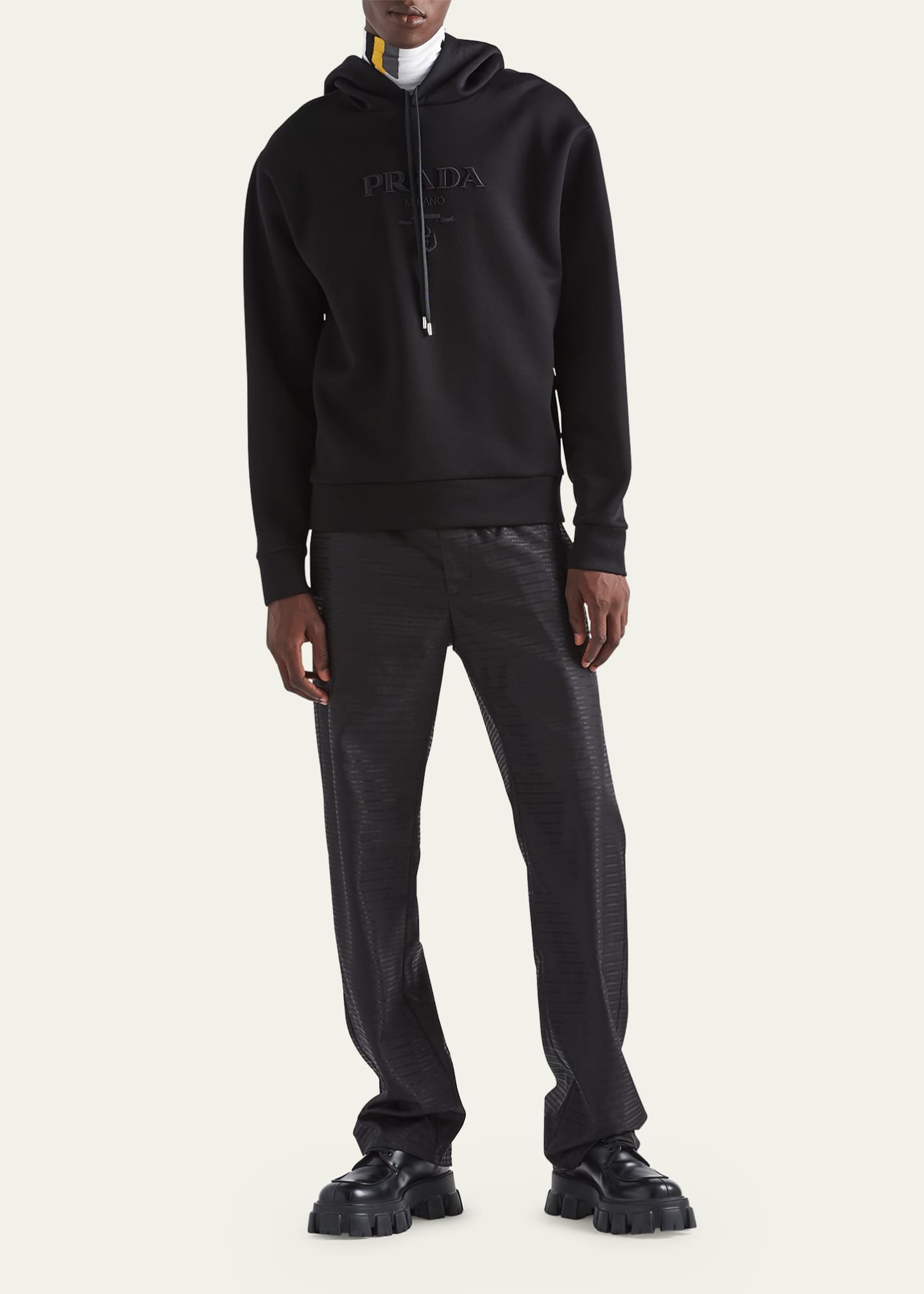 Prada Men's Embroidered Tech Fleece Sweatshirt - Bergdorf Goodman