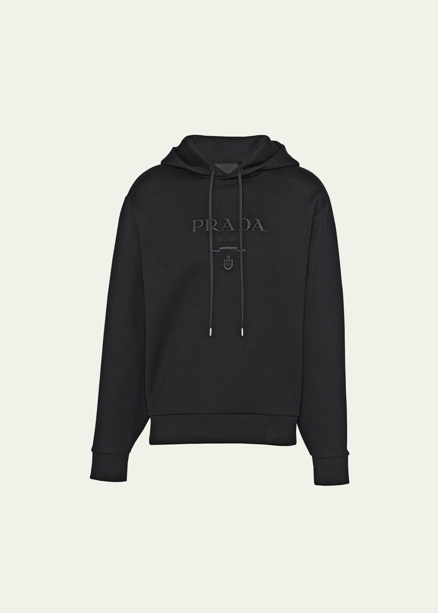 Prada Men's Embroidered Tech Fleece Sweatshirt - Bergdorf Goodman