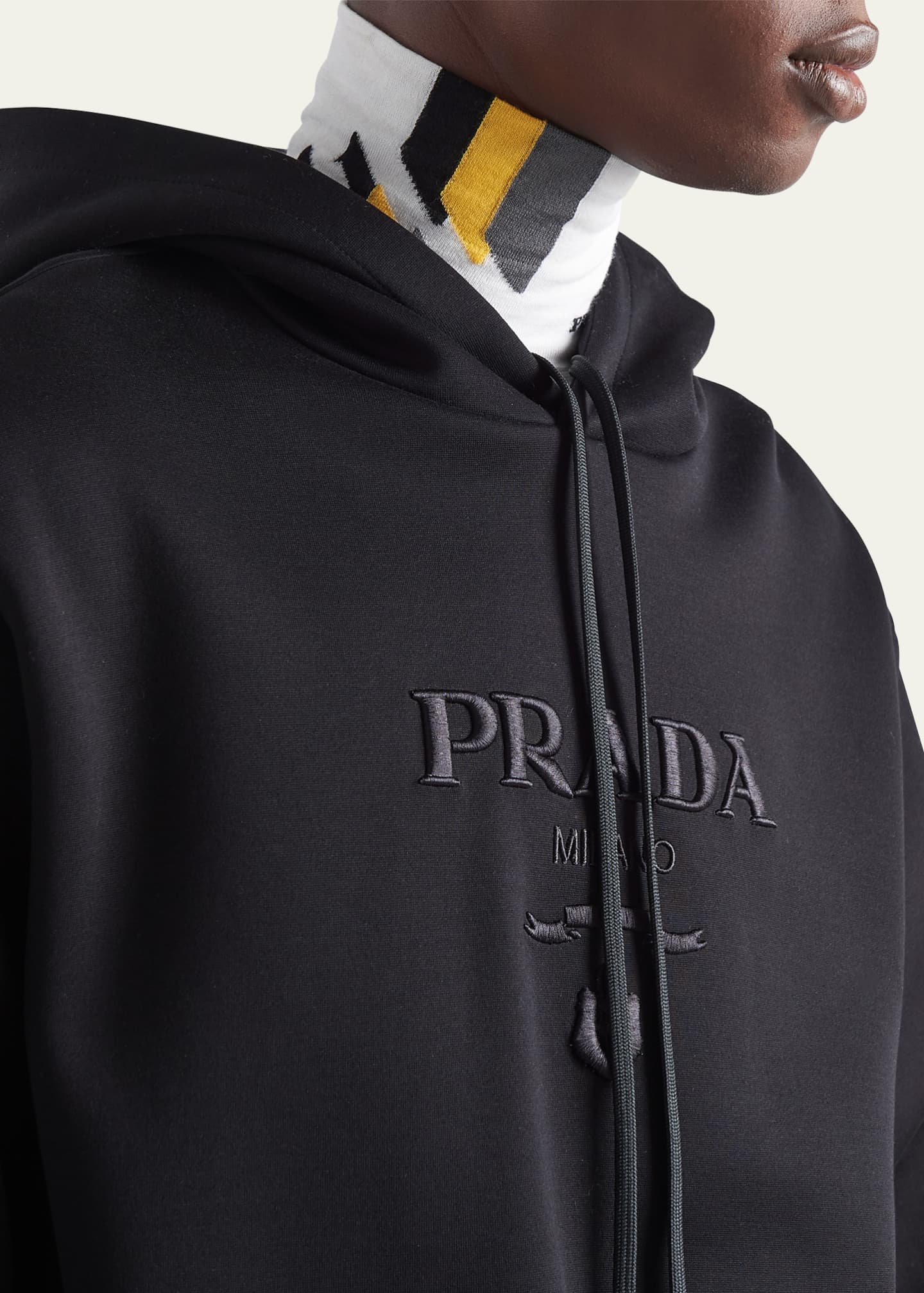 Prada Men's Embroidered Tech Fleece Sweatshirt - Bergdorf Goodman