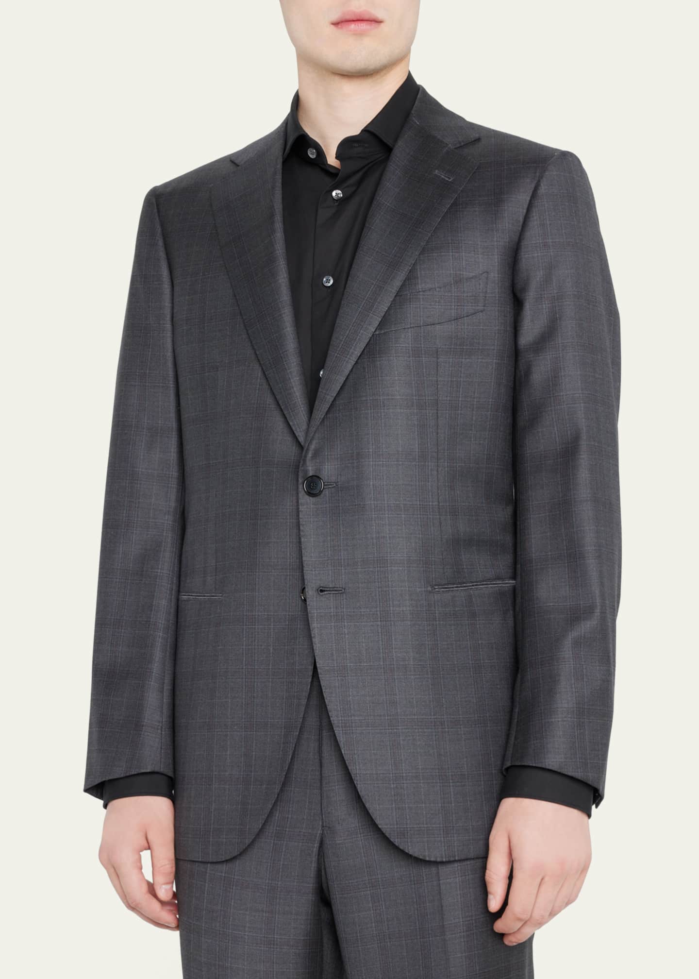 Cesare Attolini Men's Plaid Wool-Cashmere Suit - Bergdorf Goodman