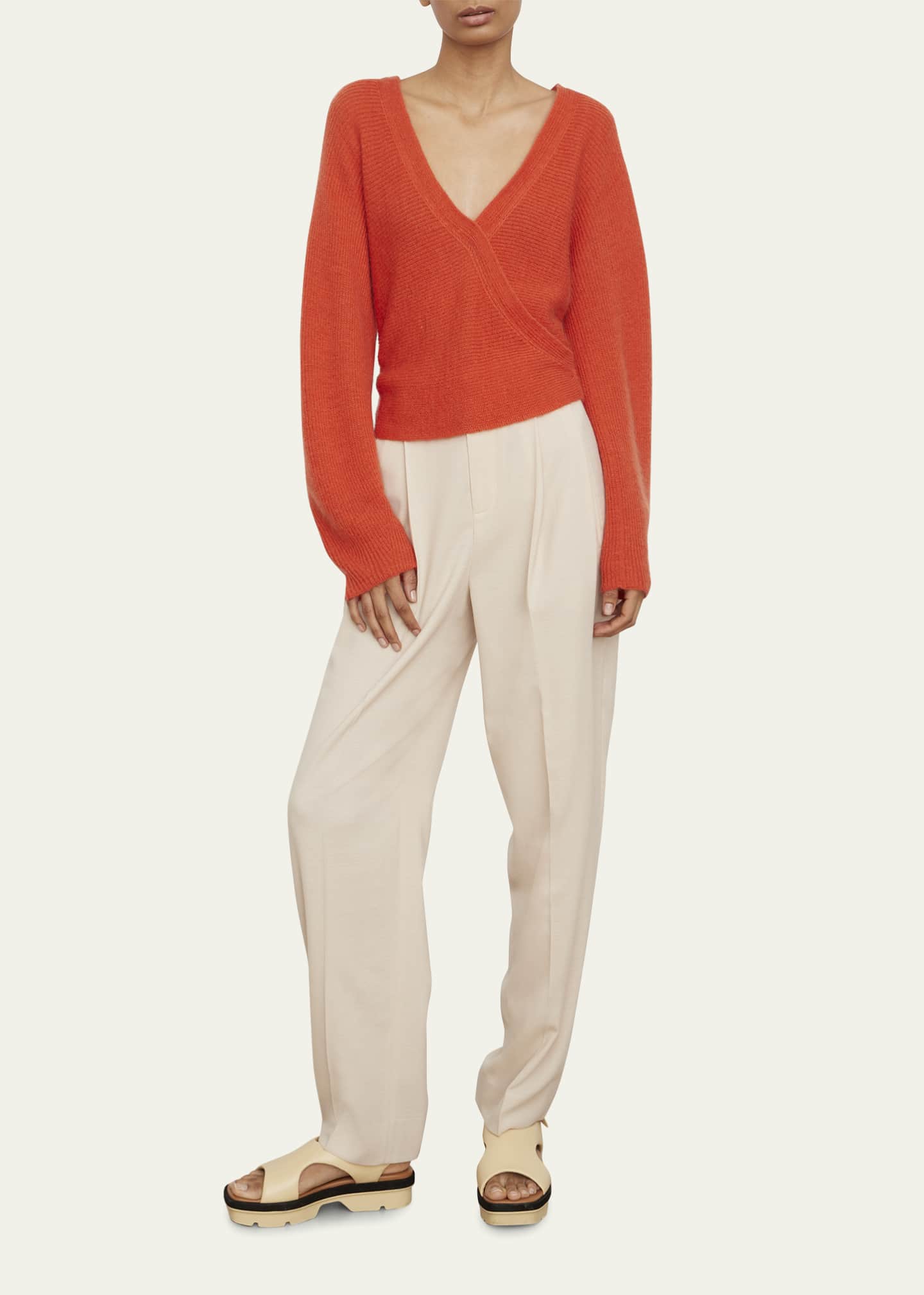 Vince Ribbed Cross-Front Pullover Top - Bergdorf Goodman