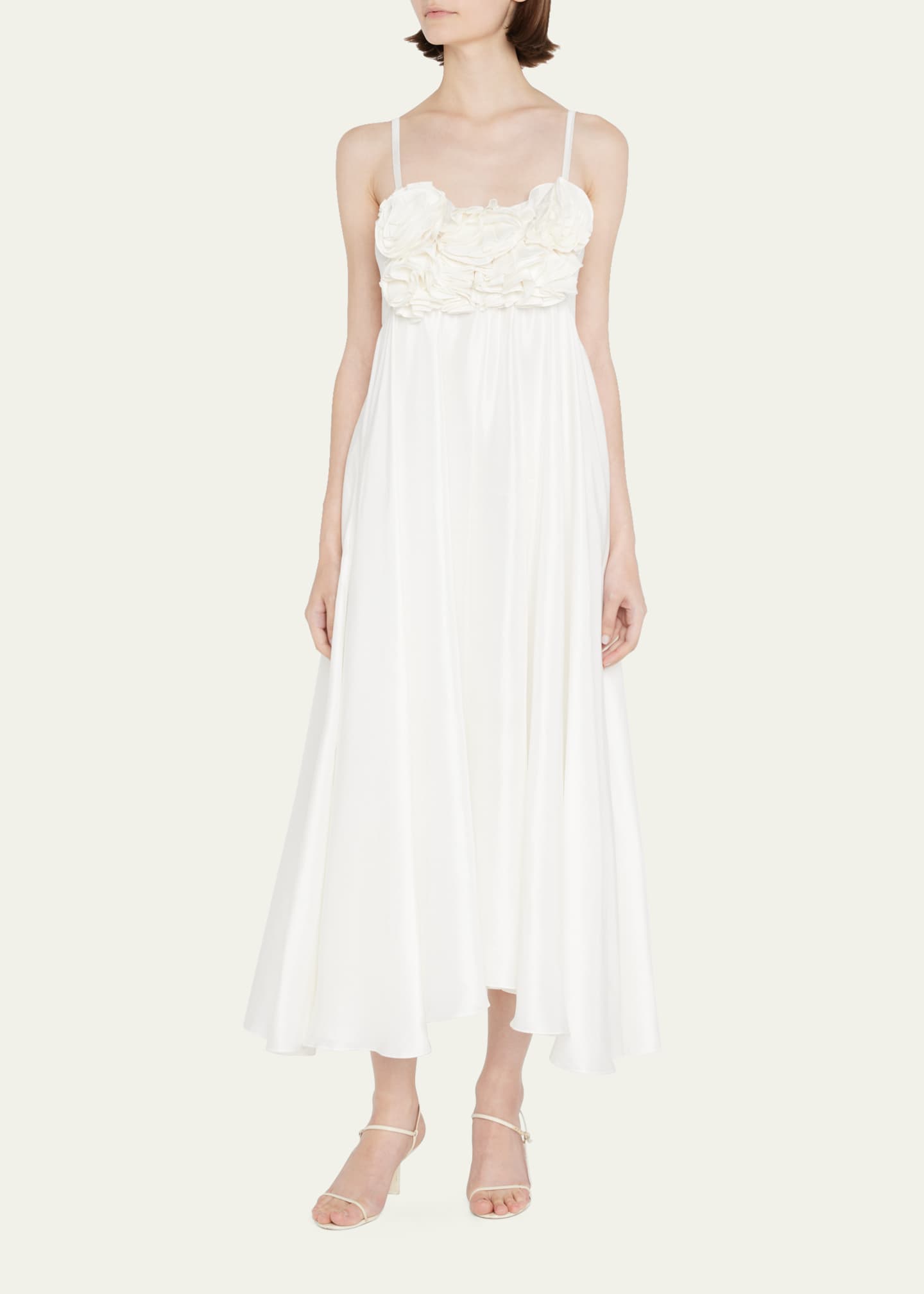Azeeza Devon Corsage Silk Empire Midi Dress - Bergdorf Goodman