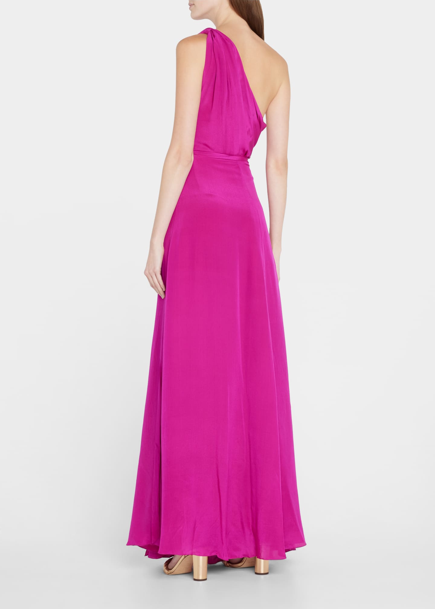 Azeeza Emilie Wrap One-Shoulder Silk Gown - Bergdorf Goodman