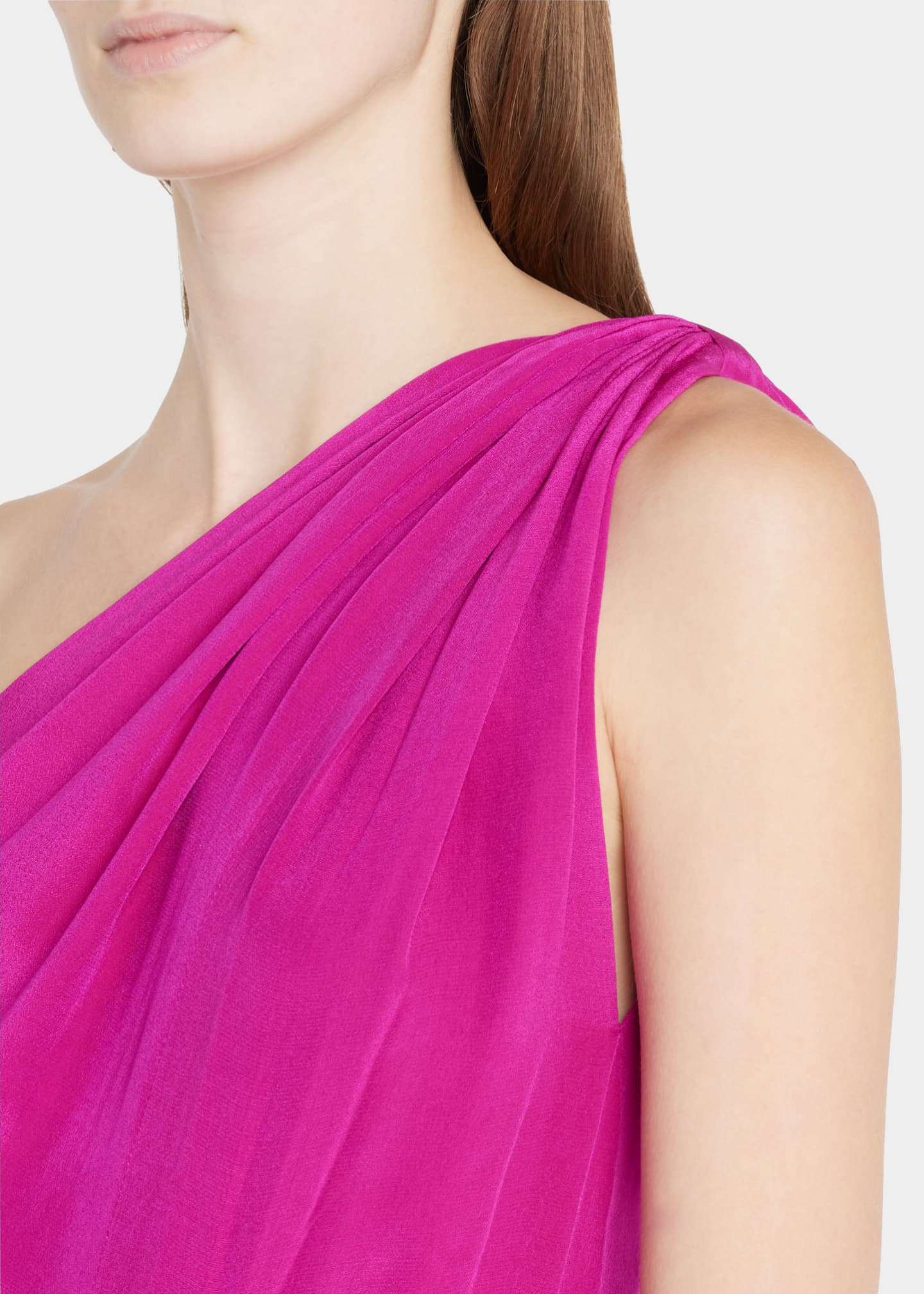 Azeeza Emilie Wrap One-Shoulder Silk Gown - Bergdorf Goodman