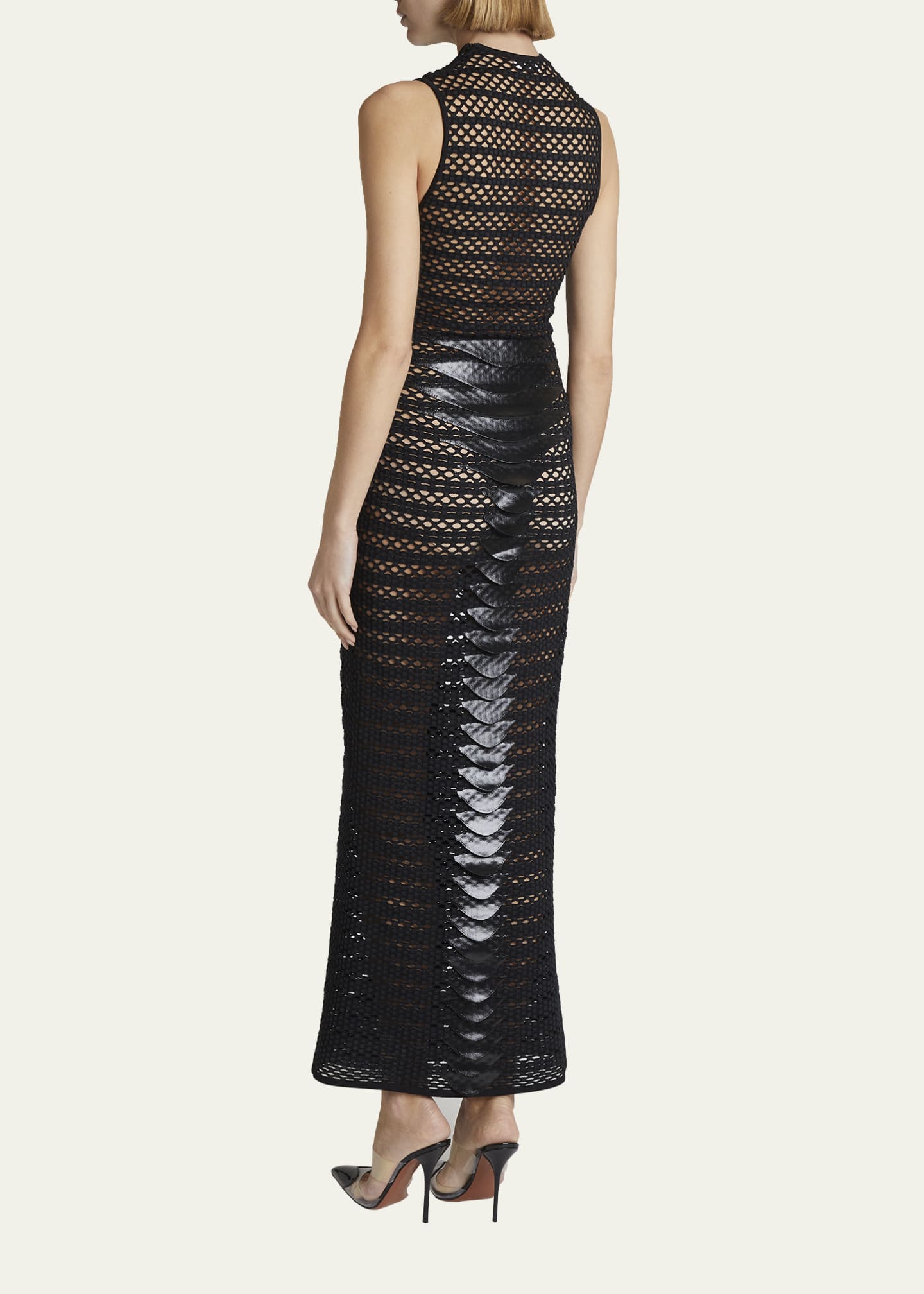 ALAIA 3D Scalloped Mesh Paneled Maxi Dress - Bergdorf Goodman