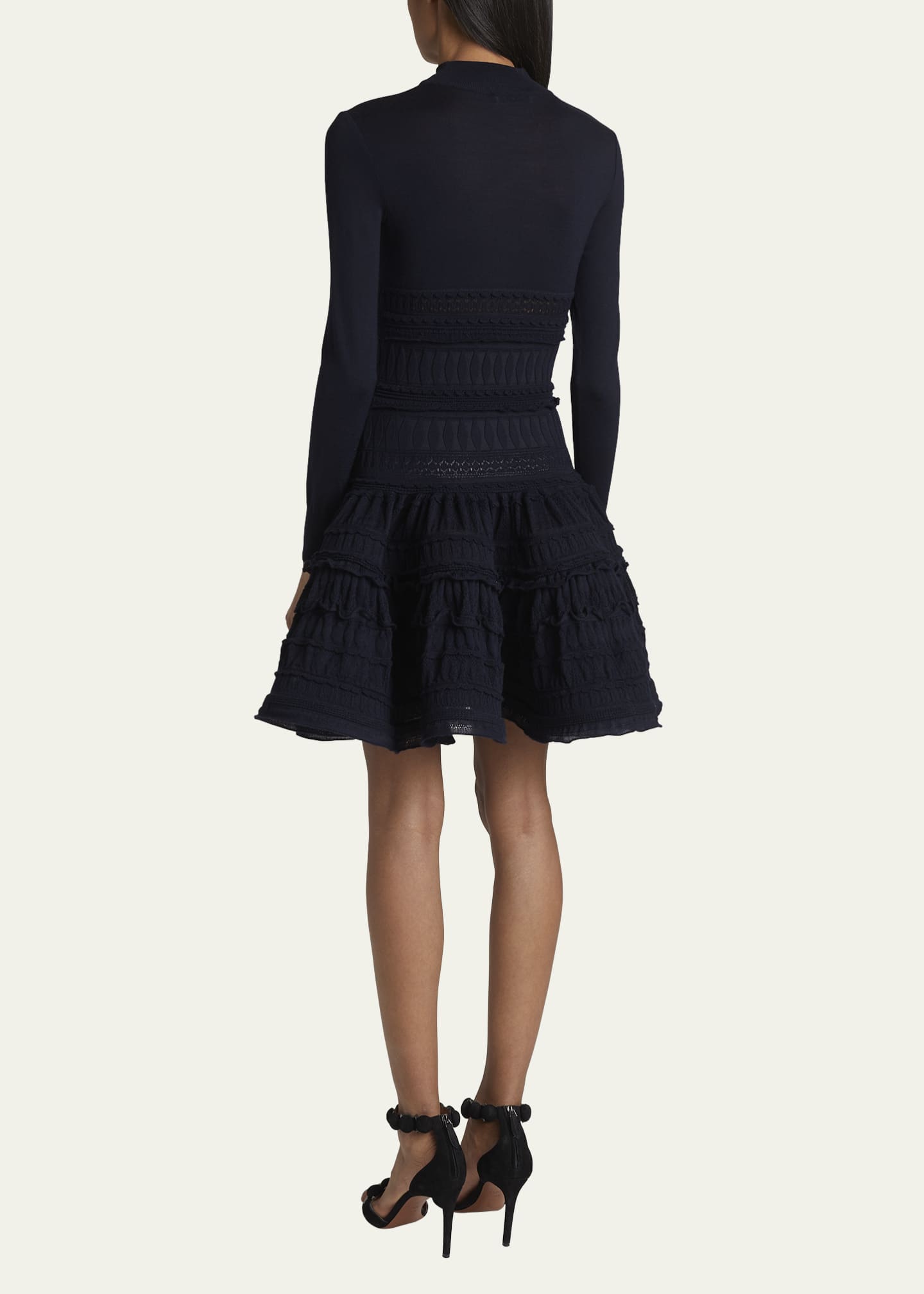 ALAIA Lace Crinoline Ruffle-Trim Skater Dress - Bergdorf Goodman