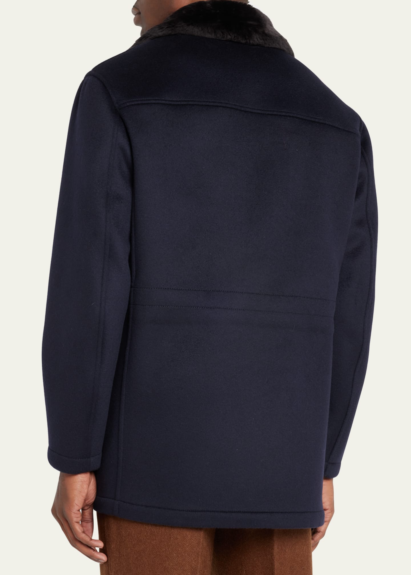 Brioni Men's Shearling-Lined Wool Car Coat - Bergdorf Goodman