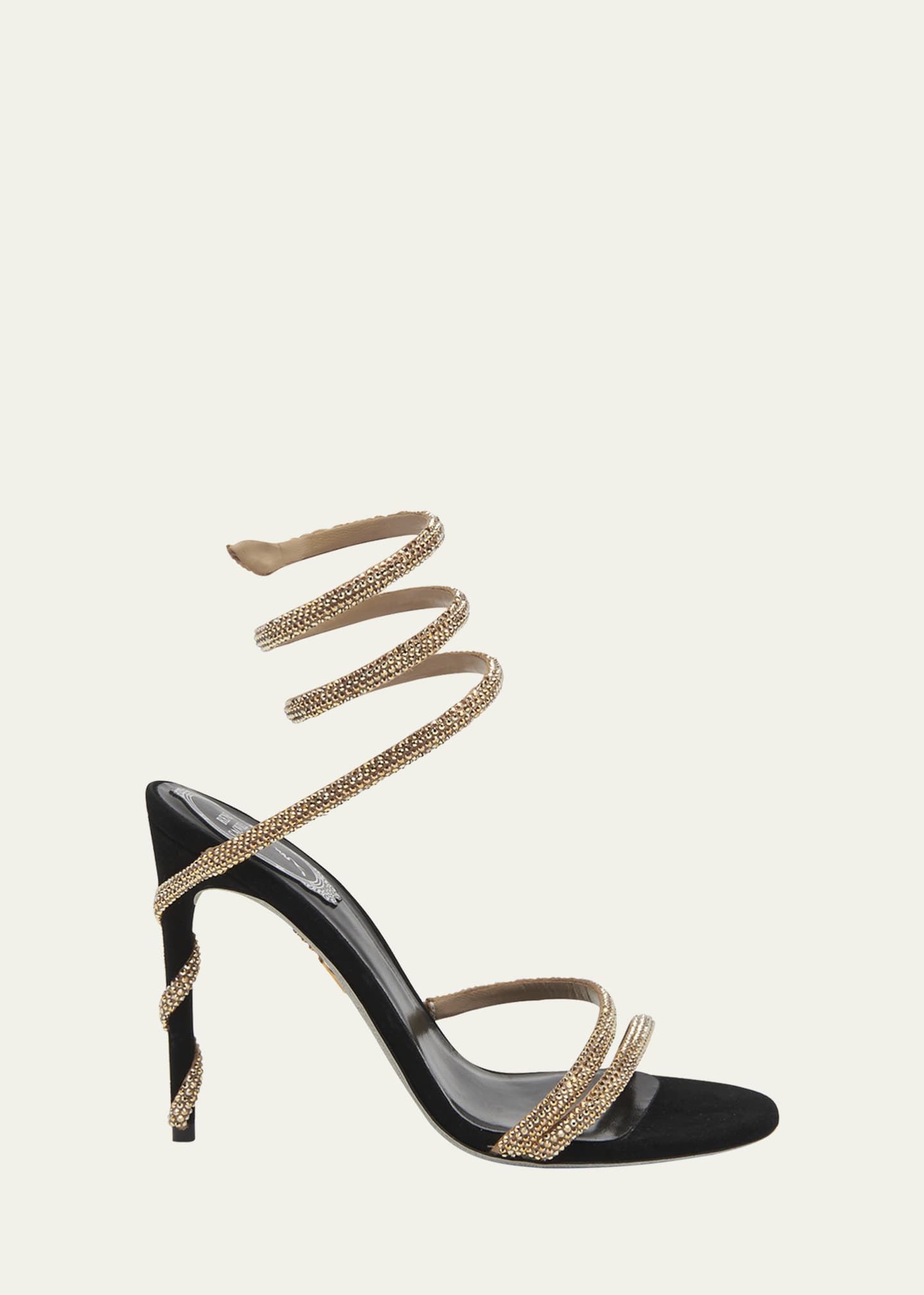 Rene Caovilla Cleo 105mm Strass Snake-Wrap Sandals - Bergdorf Goodman