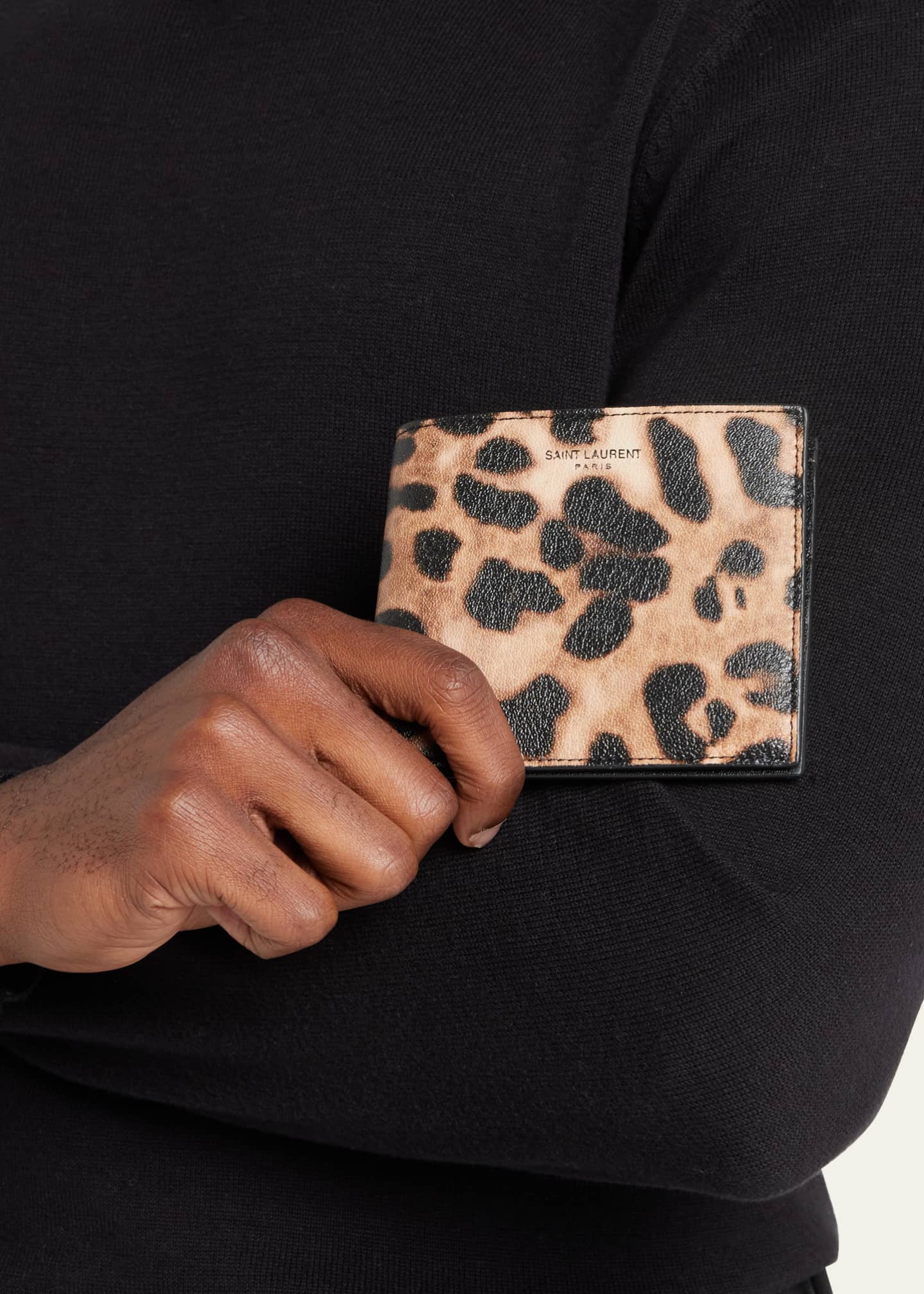 Saint Laurent Men's East/West Leopard-Print Leather Wallet - Bergdorf ...