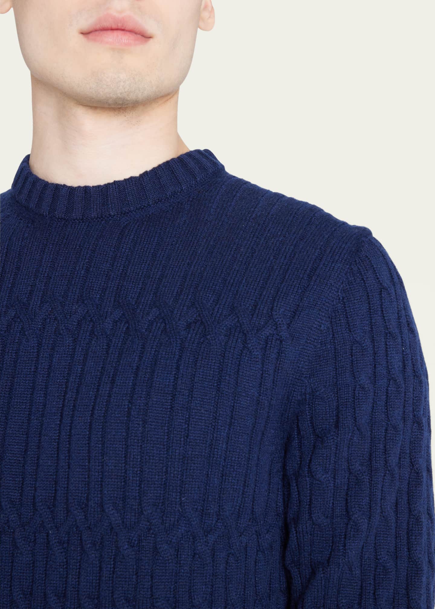 Fioroni Mens Cashmere Cable Knit Crewneck Sweater Bergdorf Goodman
