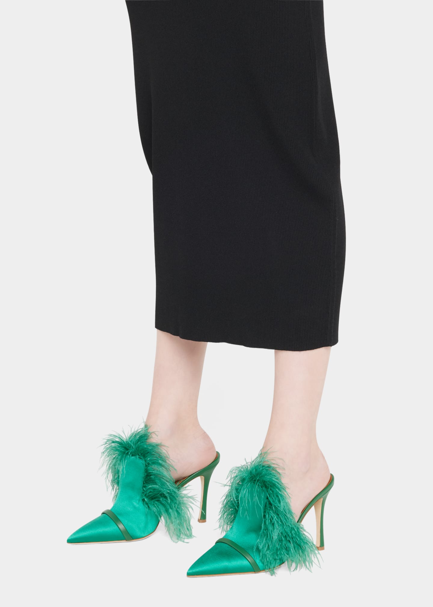 Malone Souliers Dorothy Feather Satin Mule Pumps - Bergdorf Goodman