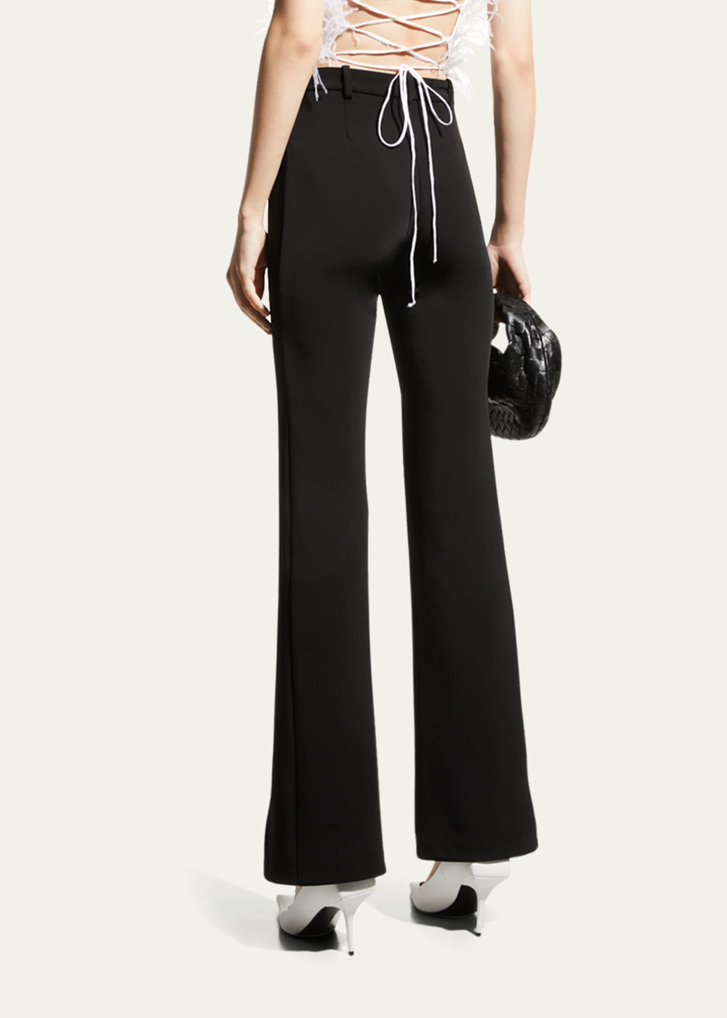 PINKO Paloma Neoprene Split-Cuff Bootcut Pants - Bergdorf Goodman