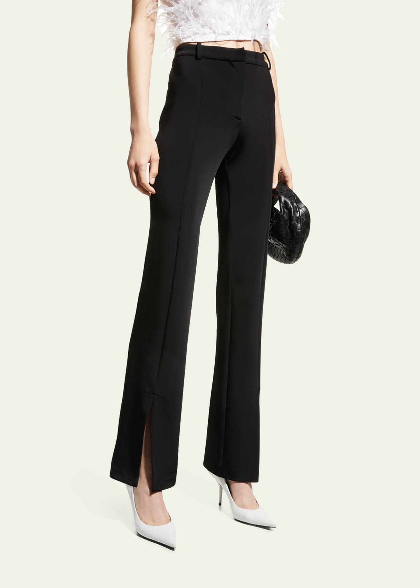 PINKO Paloma Neoprene Split-Cuff Bootcut Pants - Bergdorf Goodman