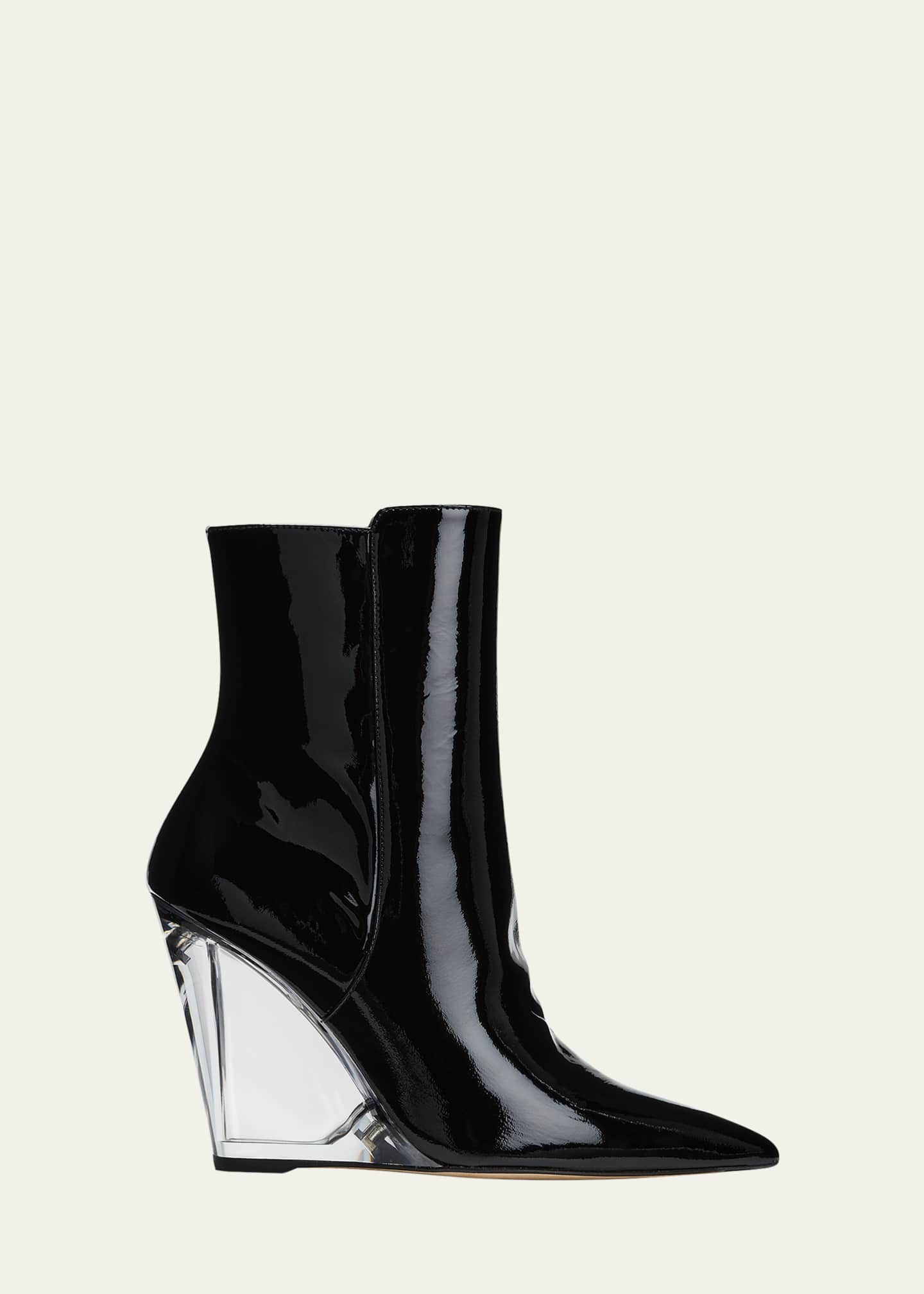 Stuart Weitzman Lucite Patent Clear-Heel Booties - Bergdorf Goodman