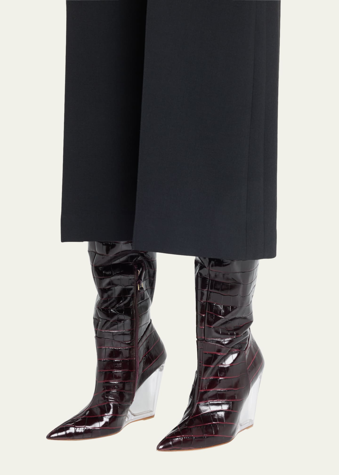 Stuart Weitzman Lucite Croco Clear-Heel Boots - Bergdorf Goodman