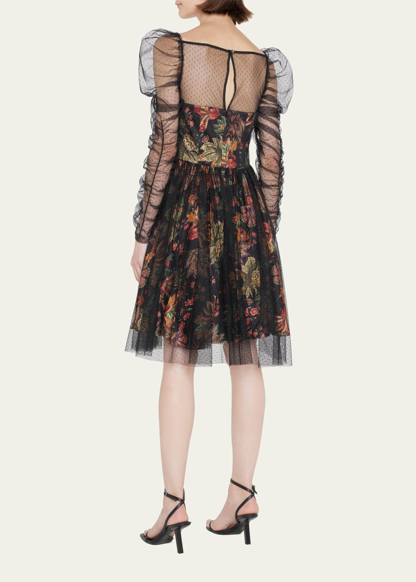 Cara Cara Ritchie Long Sleeve Floral Tulle Mini Dress - Bergdorf Goodman