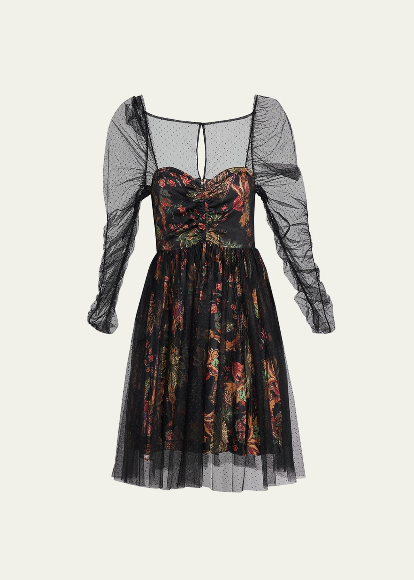 Cara Cara Ritchie Long Sleeve Floral Tulle Mini Dress - Bergdorf Goodman