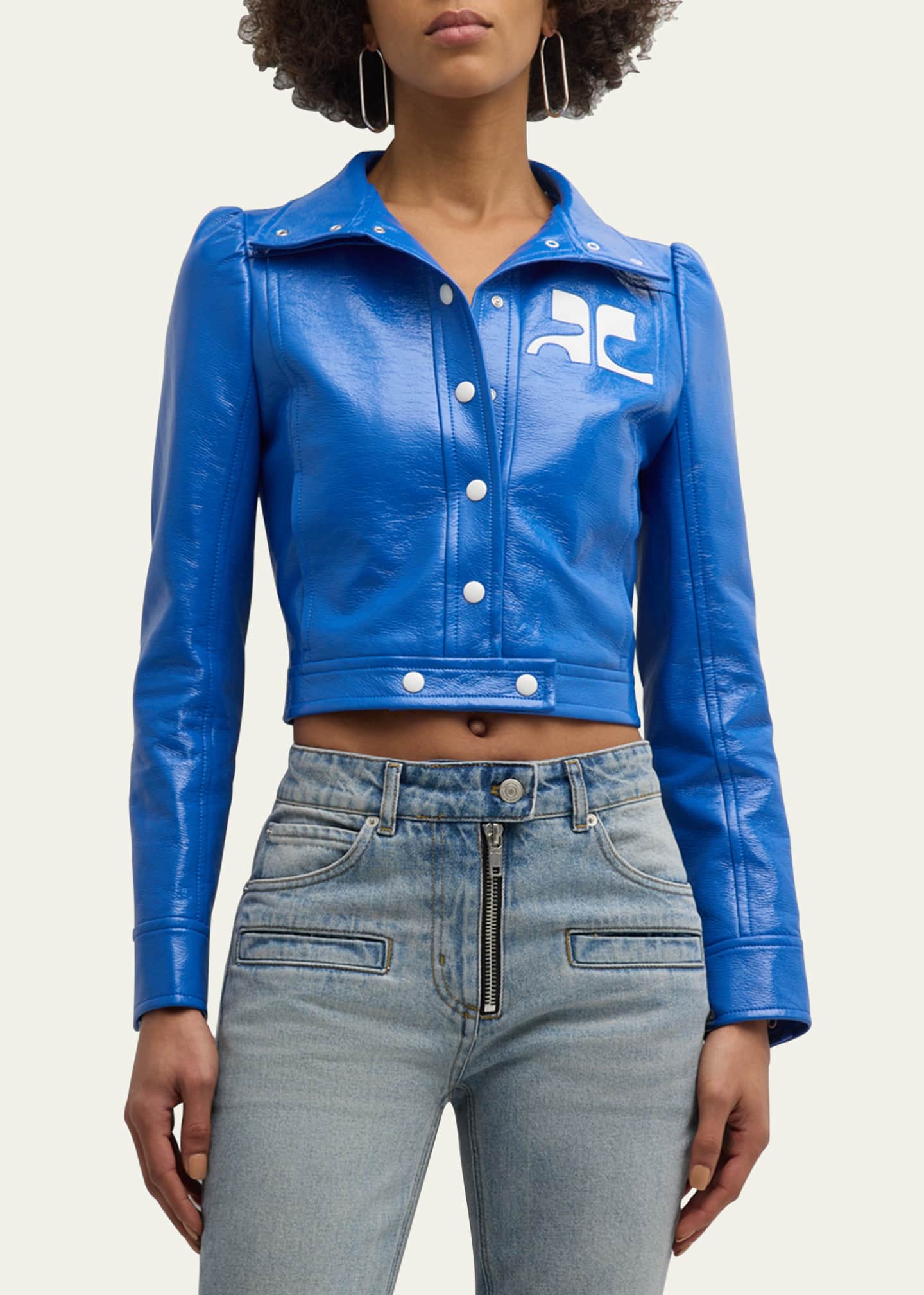 Courreges Textured Vinyl Crop Jacket - Bergdorf Goodman