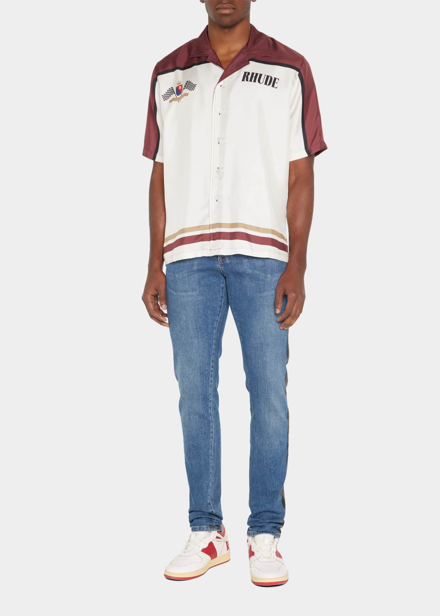 Rhude Men's Colorblock Racing Silk Camp Shirt - Bergdorf Goodman