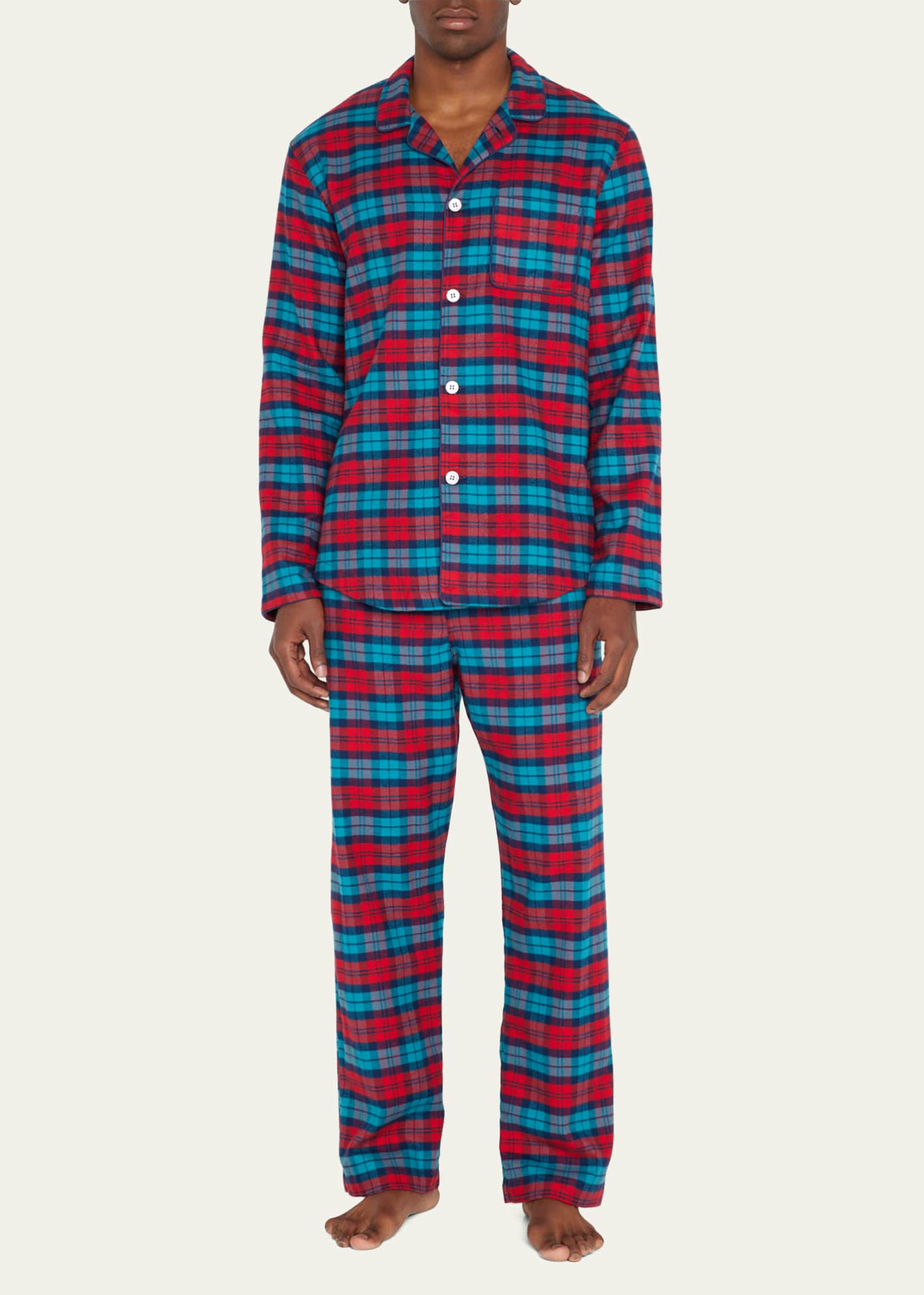 Derek Rose Men's Kelburn 26 Modern Check Pajama Set - Bergdorf Goodman