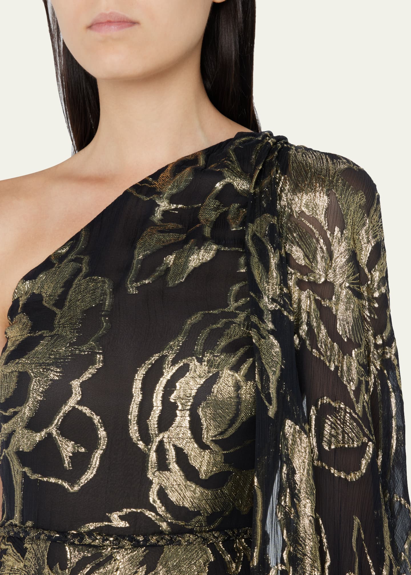 Naeem Khan Floral Metallic One-Shoulder Gown - Bergdorf Goodman