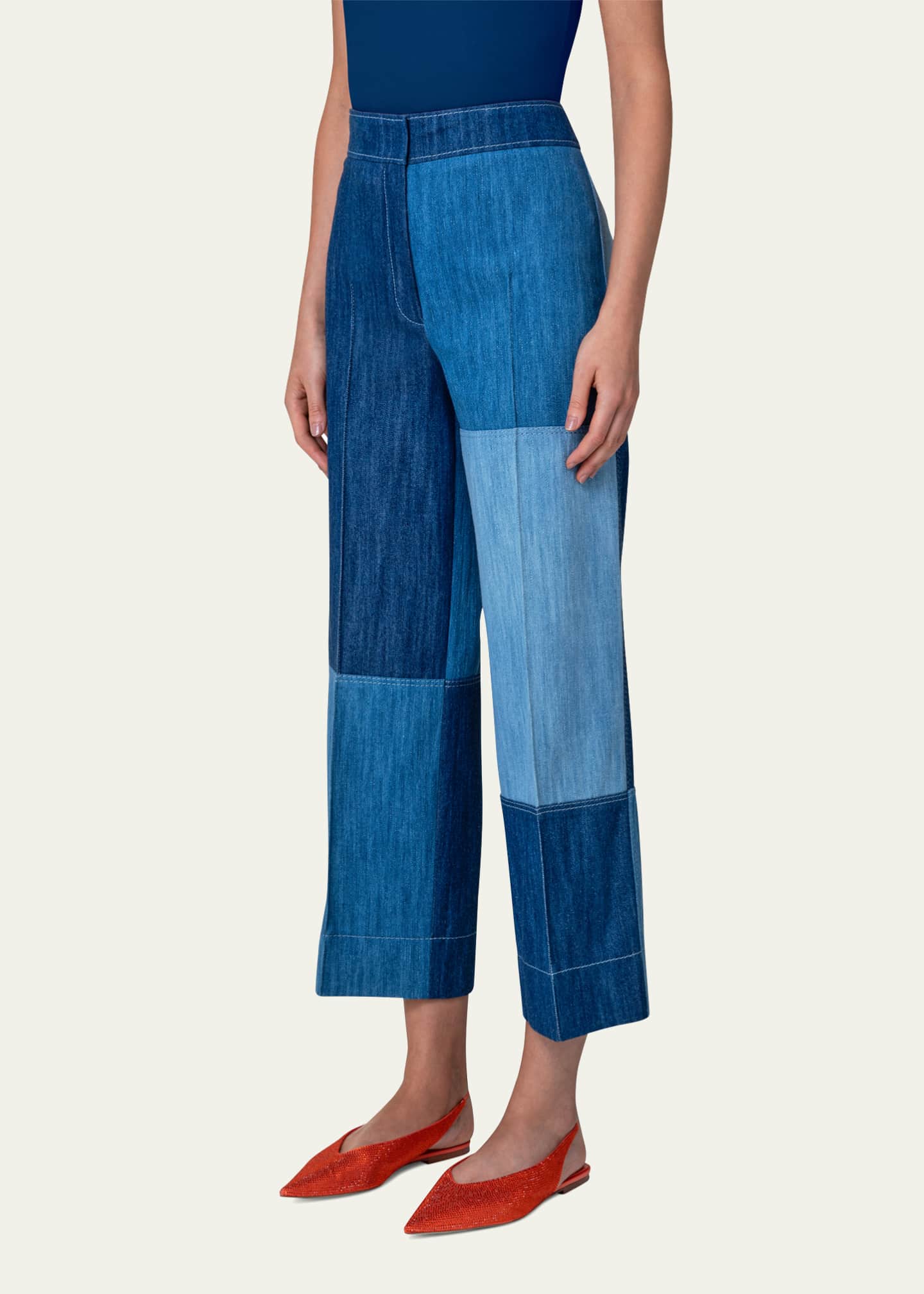Akris punto Chieko Colorblock Denim Pants - Bergdorf Goodman