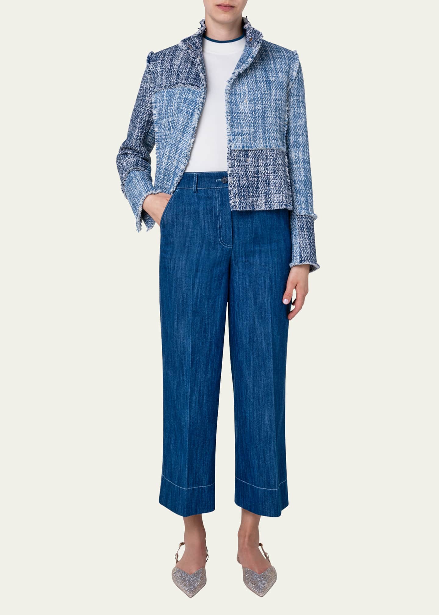 Akris punto Patchwork Denim Tweed Jacket - Bergdorf Goodman