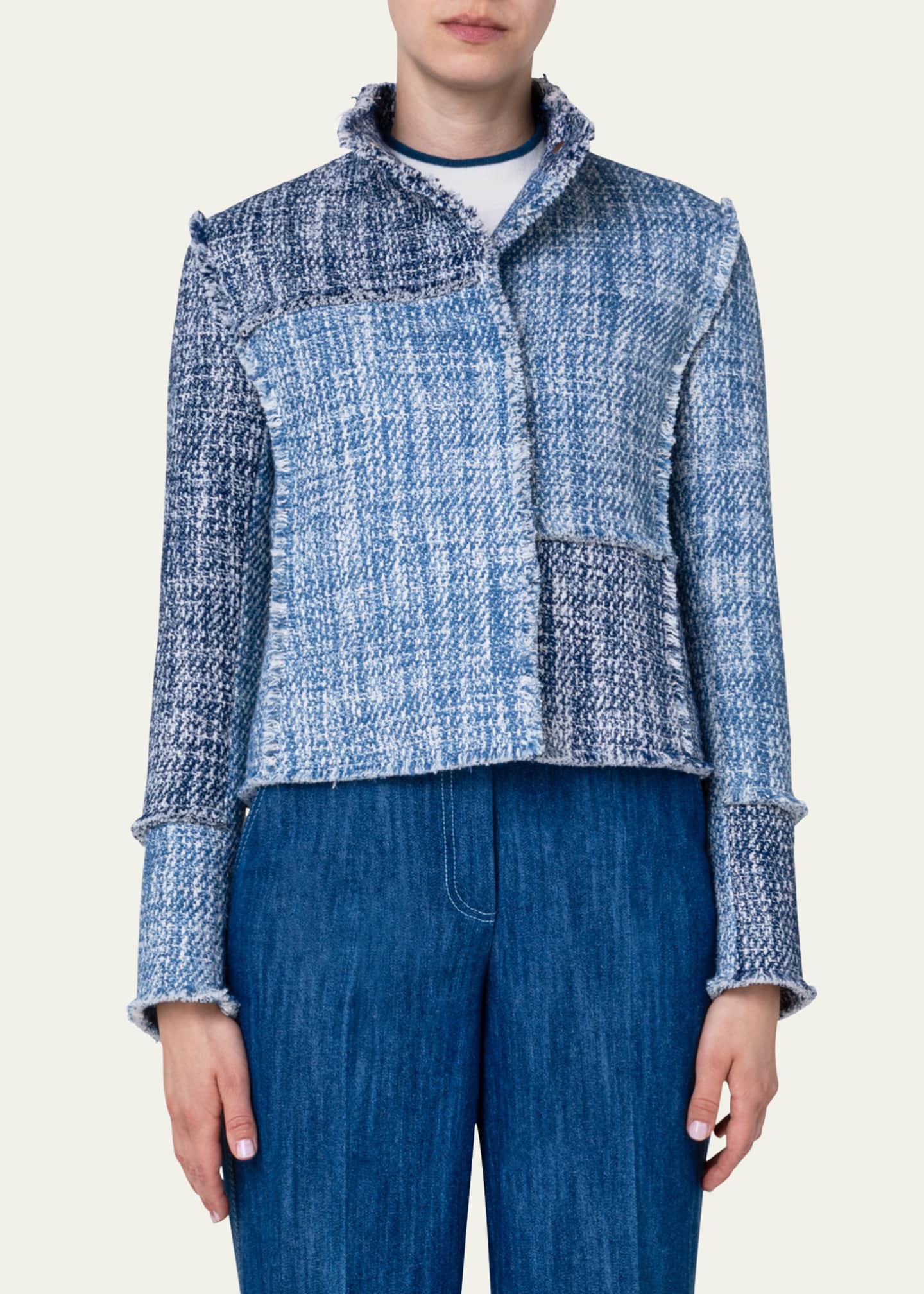 Akris punto Patchwork Denim Tweed Jacket - Bergdorf Goodman
